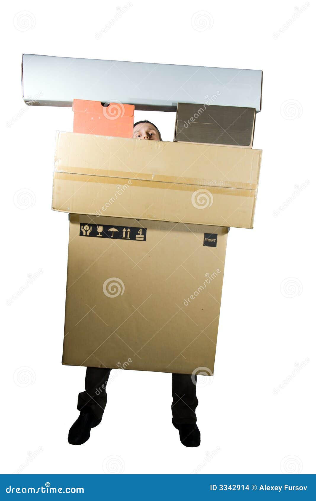 Man with boxes stock photo. Image of goods, stower, warehouse - 3342914