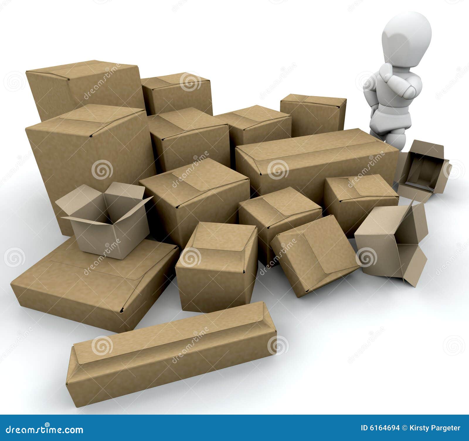 Man with boxes stock illustration. Illustration of render - 6164694