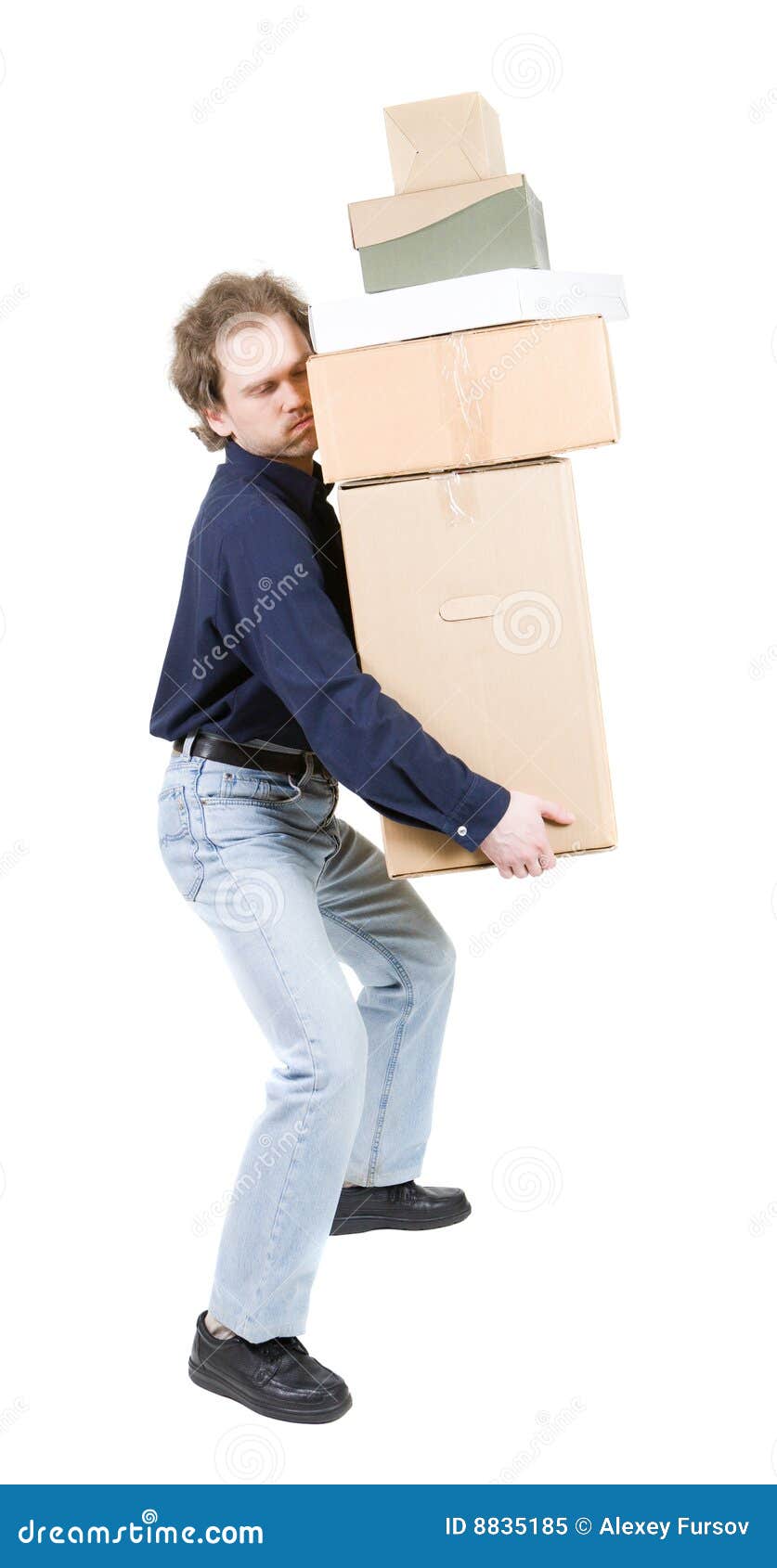 Man with boxes stock image. Image of isolated, heaver - 8835185