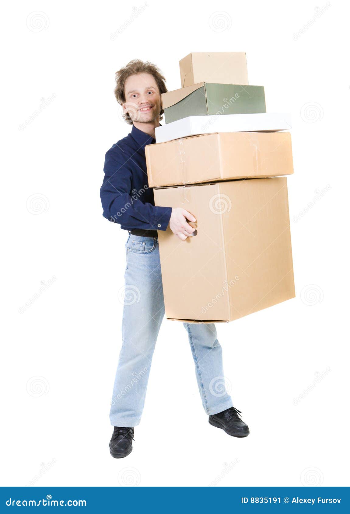 Man with boxes stock image. Image of moving, person, male - 8835191