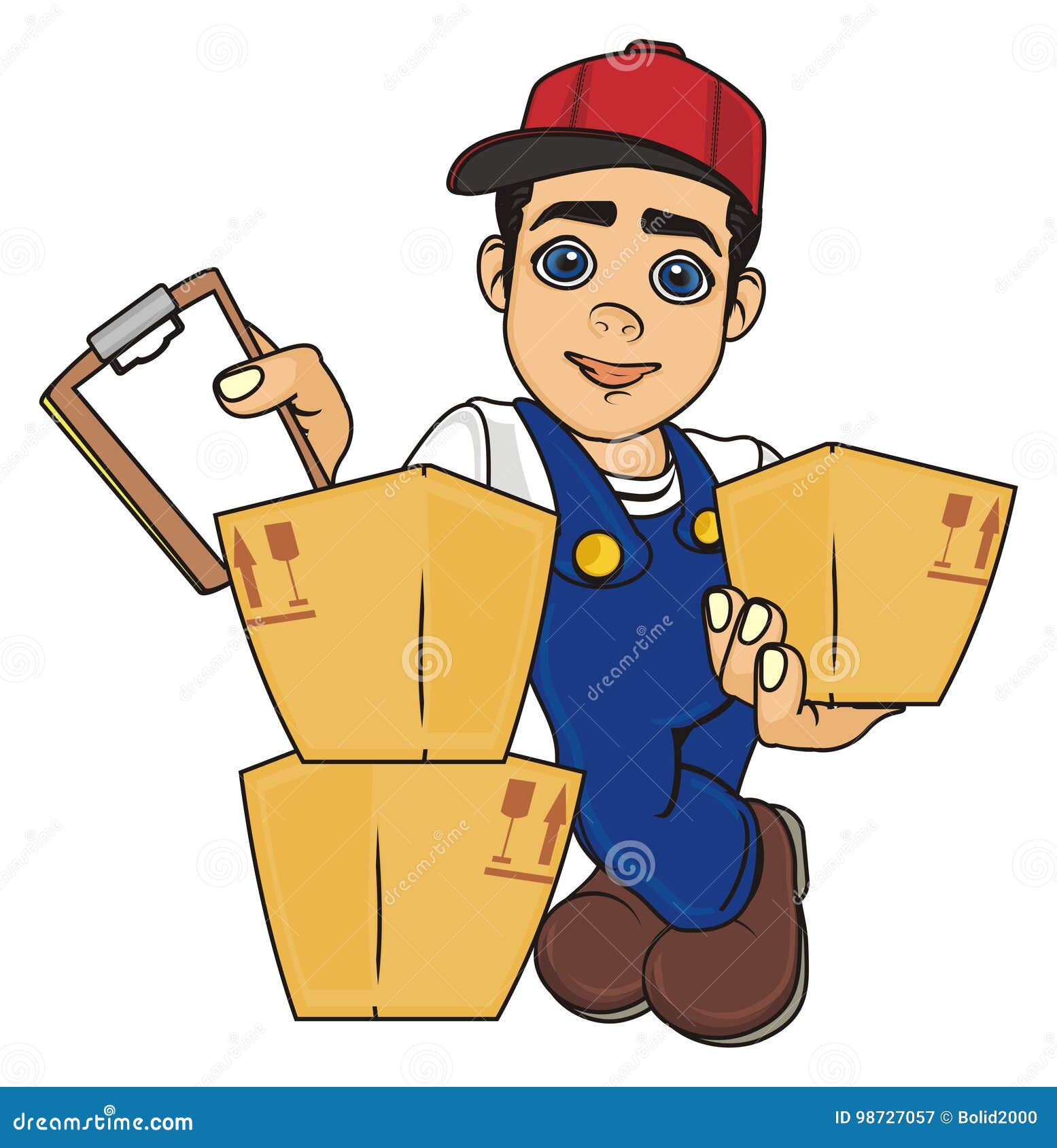 Man with boxes stock illustration. Illustration of fast - 98727057