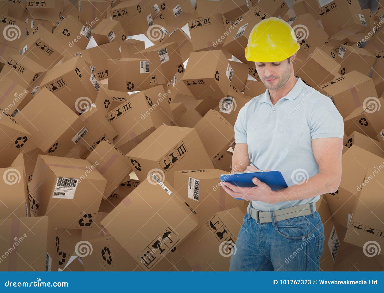 Man with boxes stock image. Image of distribution, forklift - 101767323