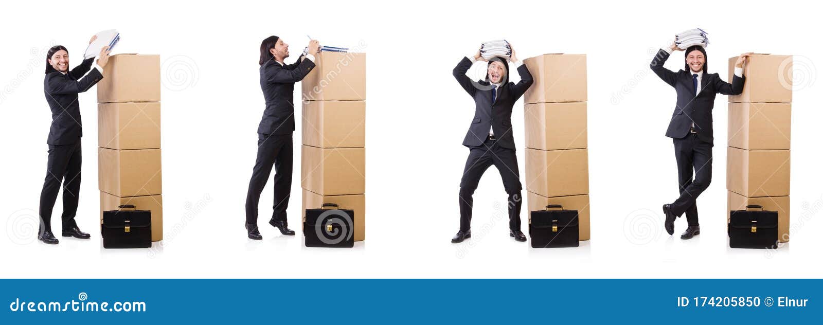 Man with Boxes Full of Work Stock Photo - Image of cargo, shipment ...