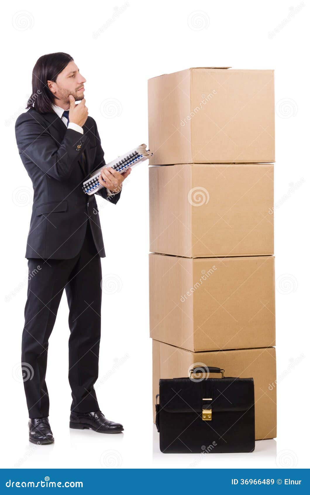 Man with boxes stock image. Image of businessman, outside - 36966489