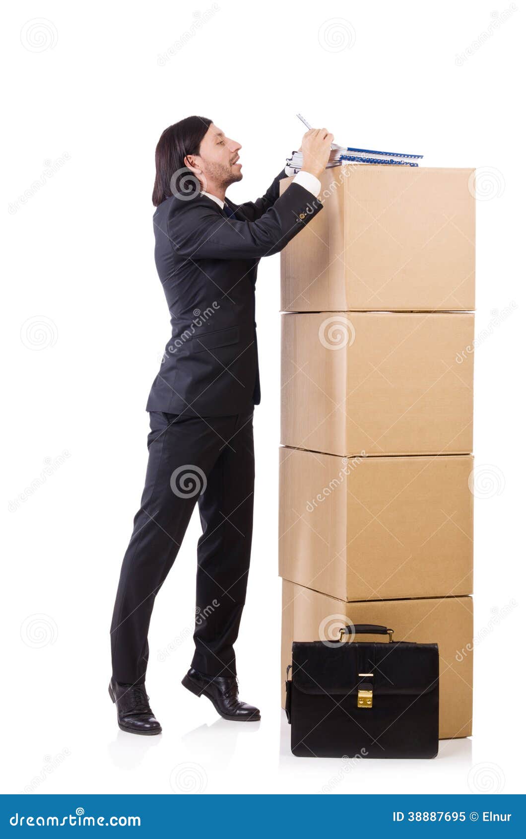 Man with boxes stock image. Image of carton, overdue - 38887695