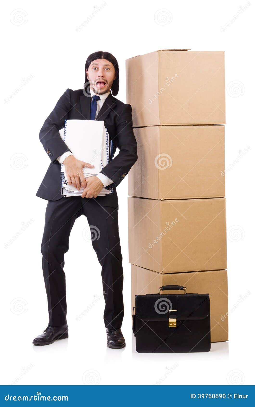 Man with boxes stock photo. Image of outside, business - 39760690