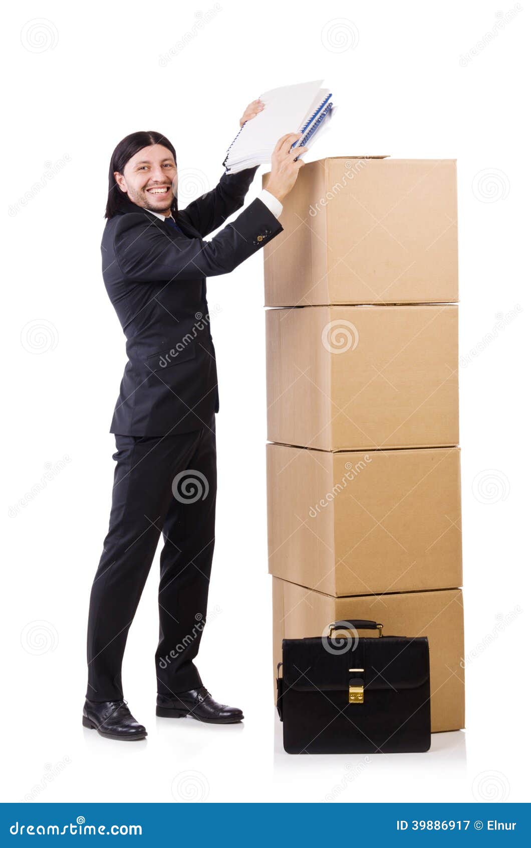 Man with boxes stock image. Image of frustrated, cargo - 39886917