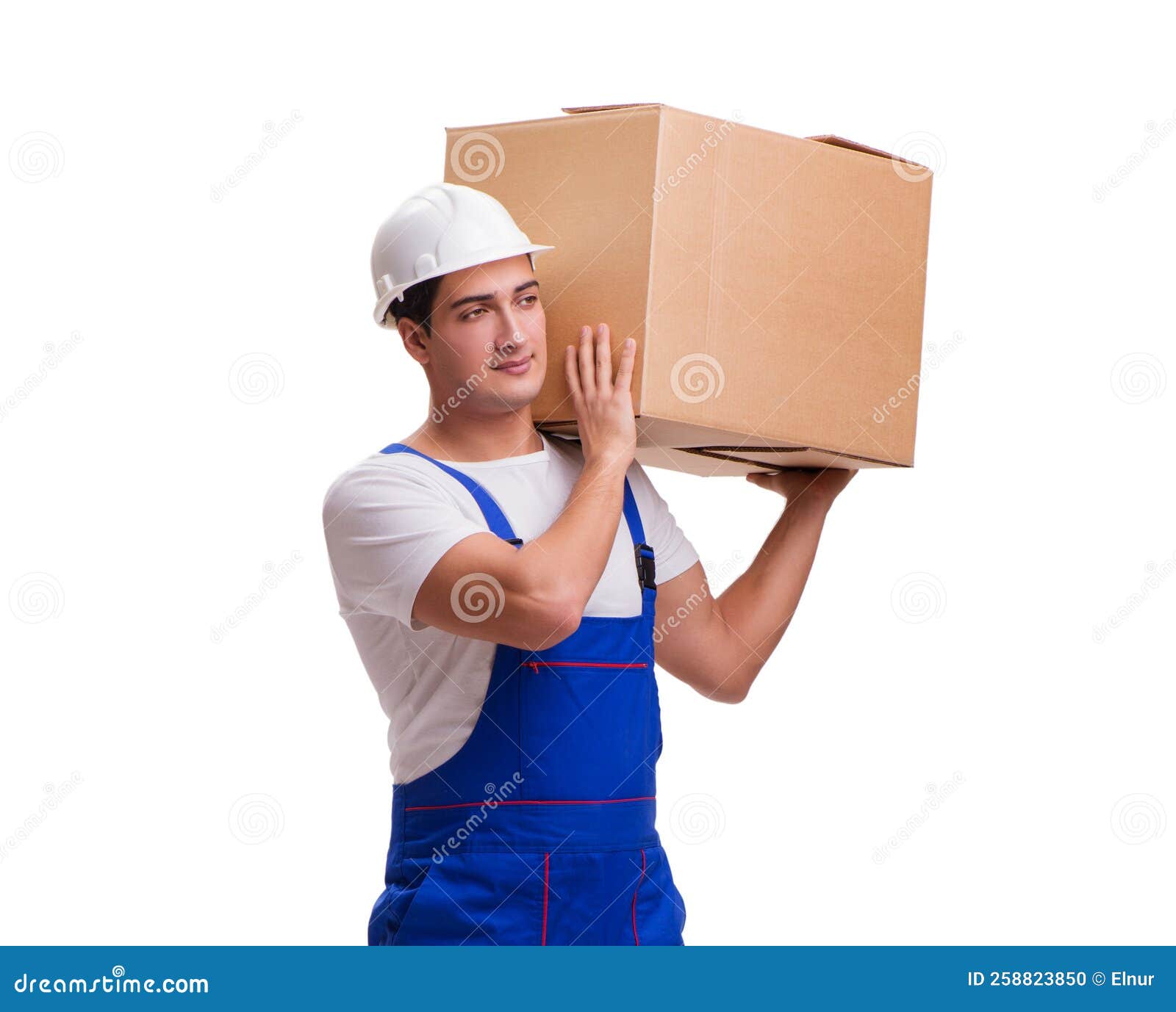Man with Boxes Isolated on White Stock Photo - Image of package ...
