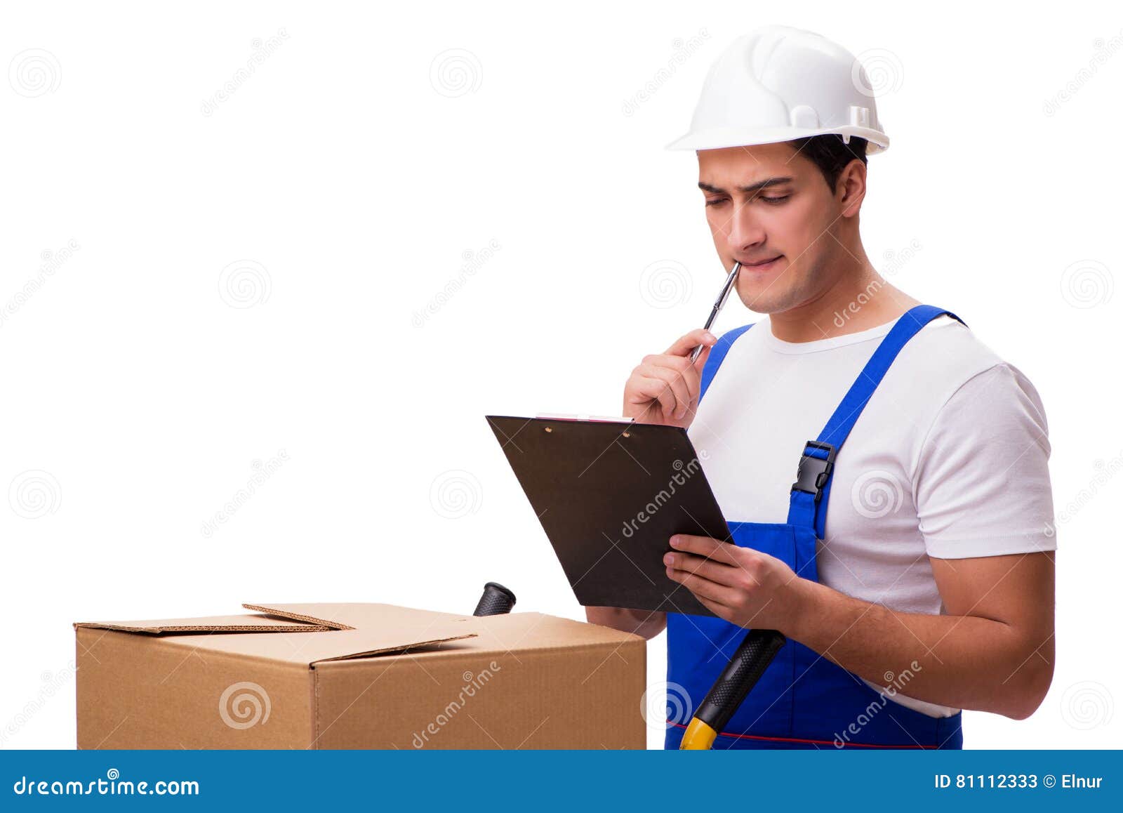 The Man with Boxes Isolated on White Stock Image - Image of freight ...