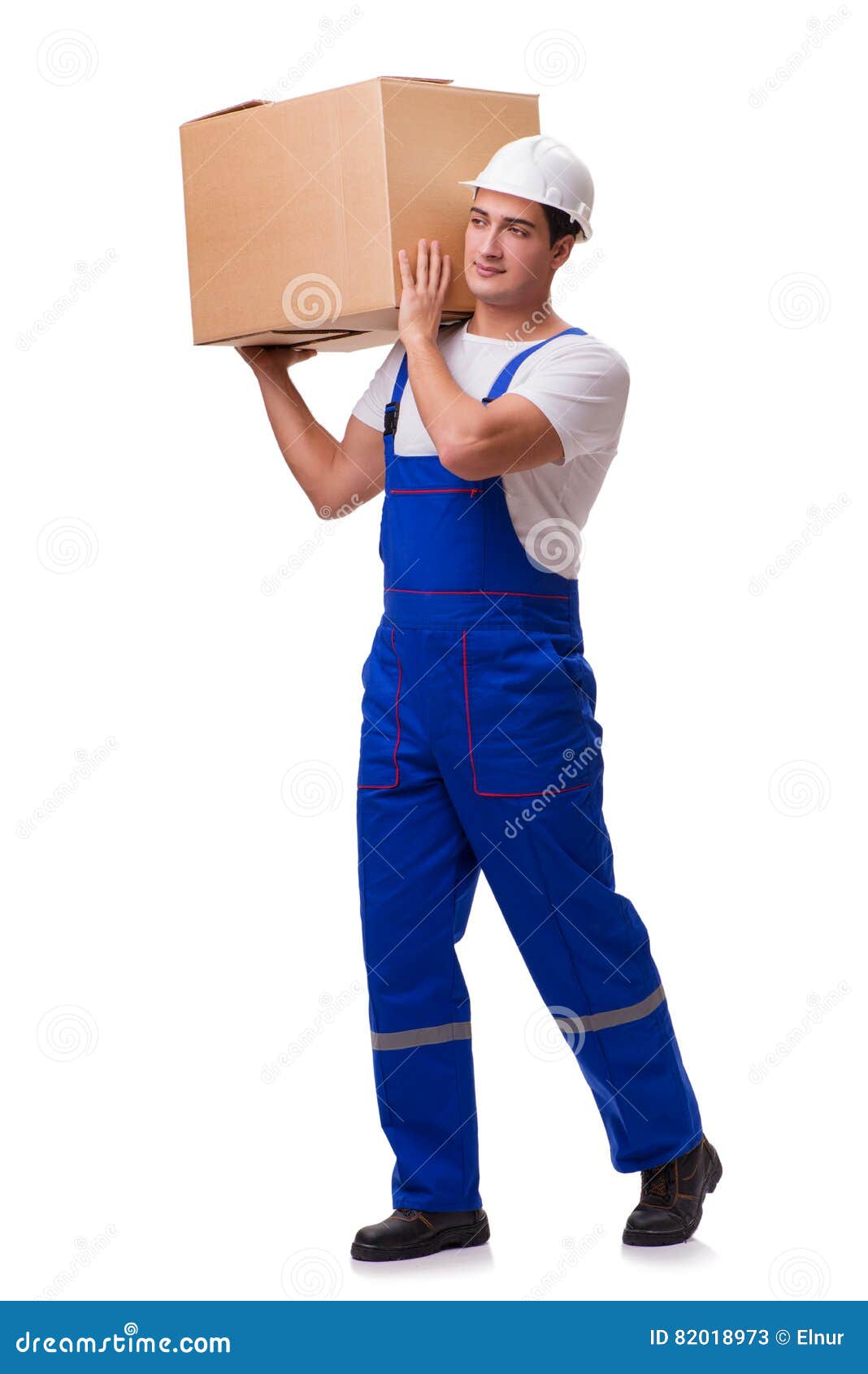 The Man with Boxes Isolated on White Stock Image - Image of builder ...