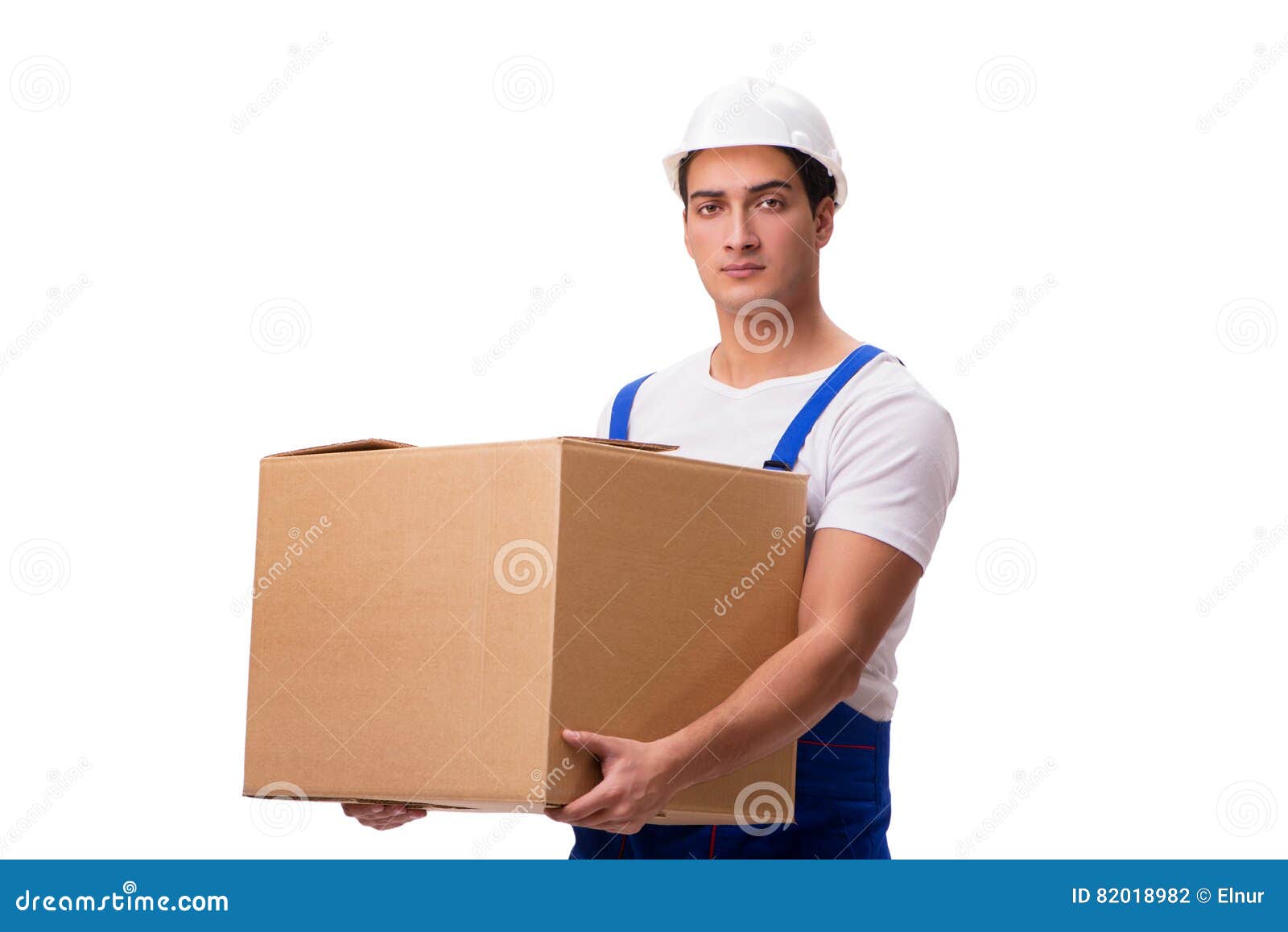 The Man with Boxes Isolated on White Stock Photo - Image of builder ...