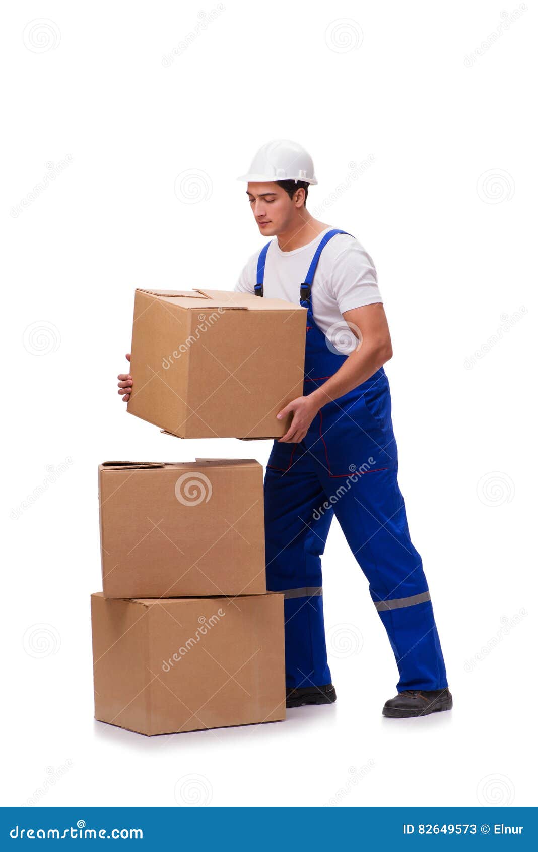 The Man with Boxes Isolated on White Stock Image - Image of shipment ...