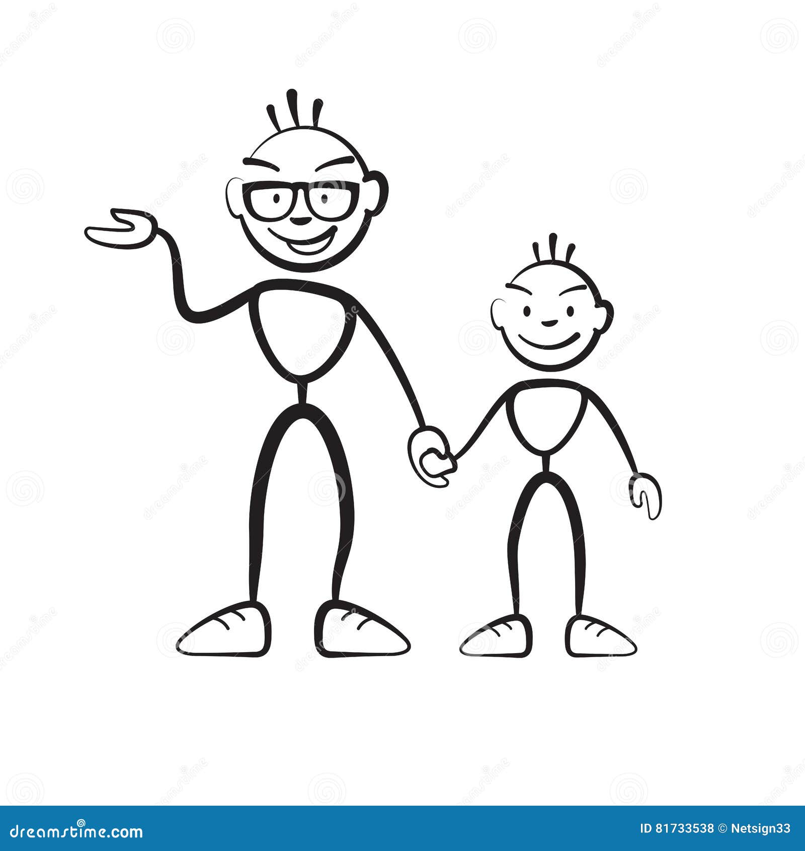Man and Boy Explain Situation Stock Vector - Illustration of drawing ...