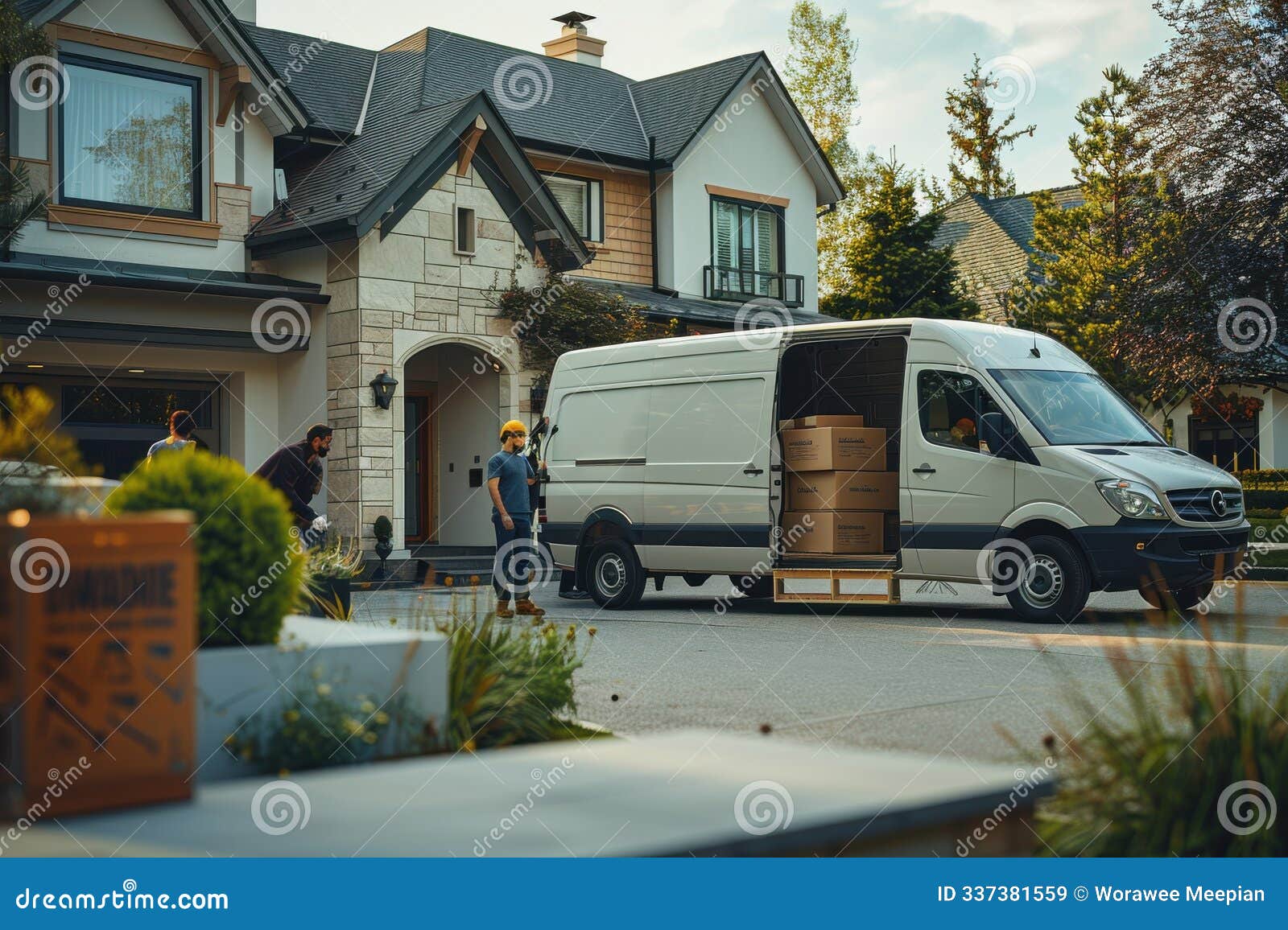 A Man and a Boy are Loading a Couch into a Van Stock Image - Image of ...