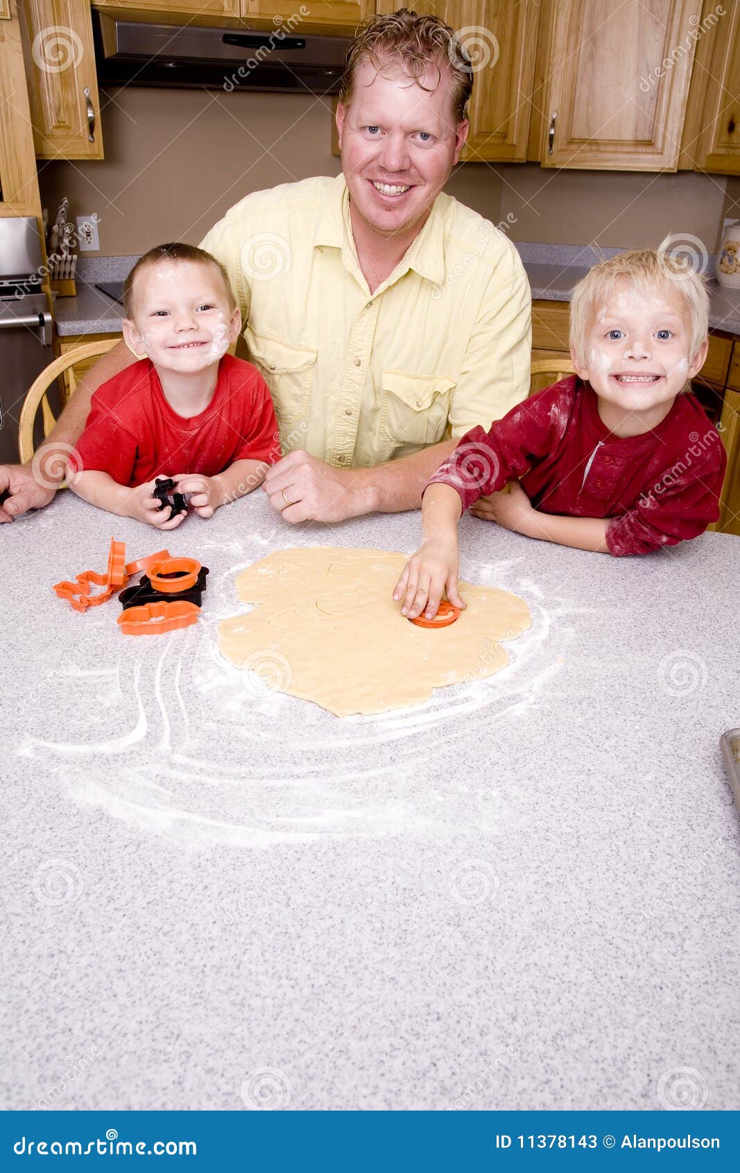 Man and Boys Making Cookies Stock Image - Image of holiday, cooking ...