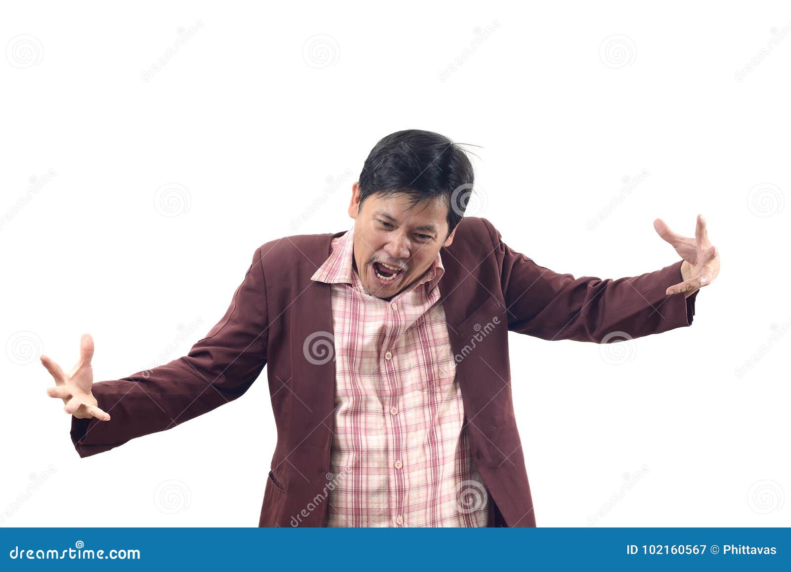 Man Bragging about the Size of Something Over White Background Stock ...