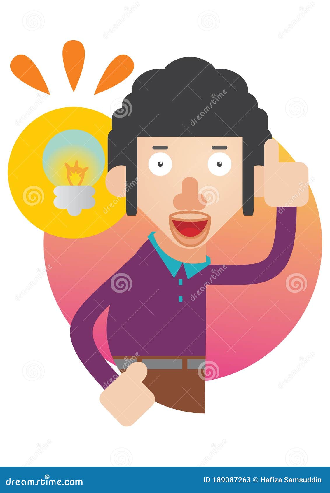 Man Brainstormed An Idea. Vector Illustration Decorative Design ...