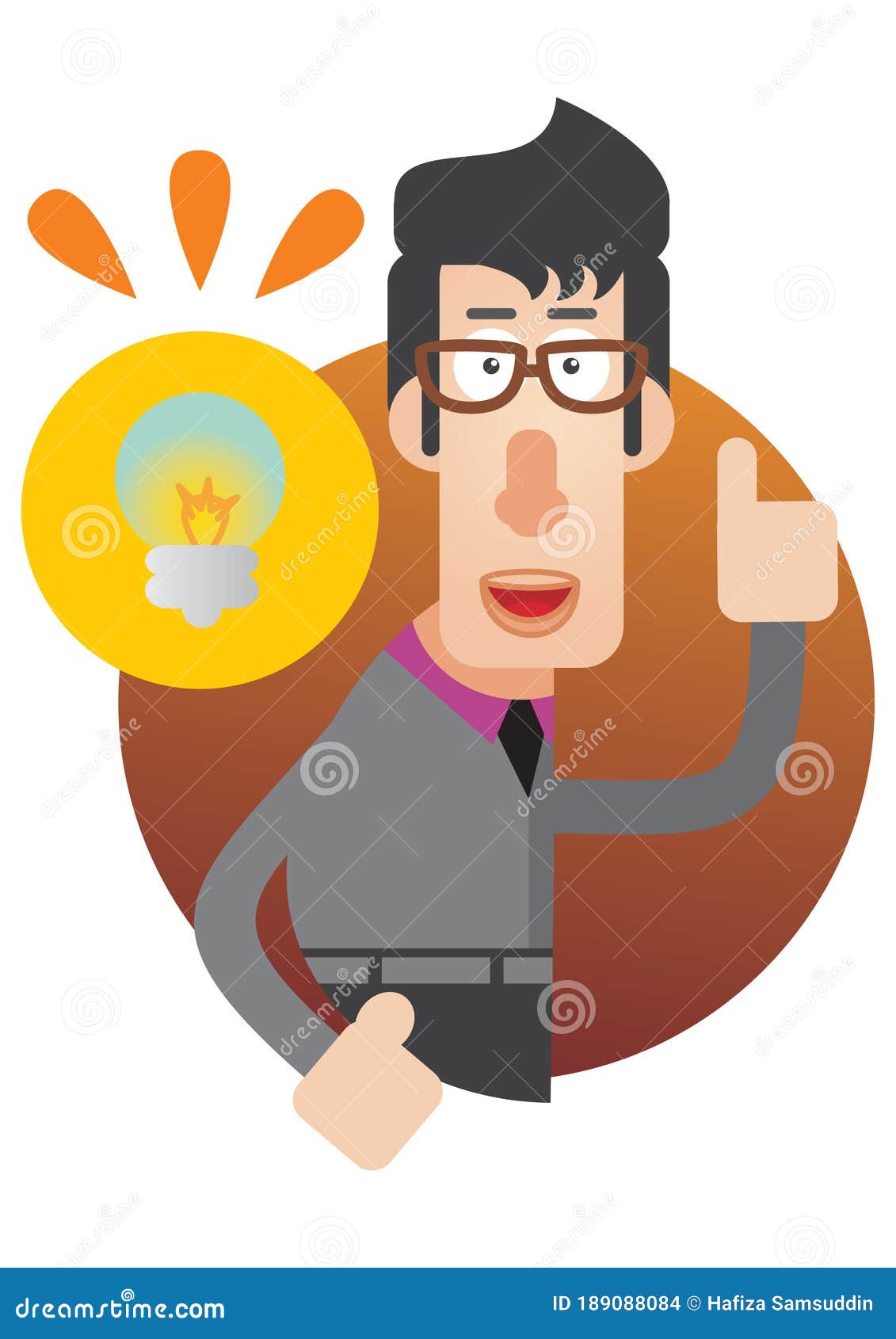Man Brainstormed An Idea. Vector Illustration Decorative Design ...
