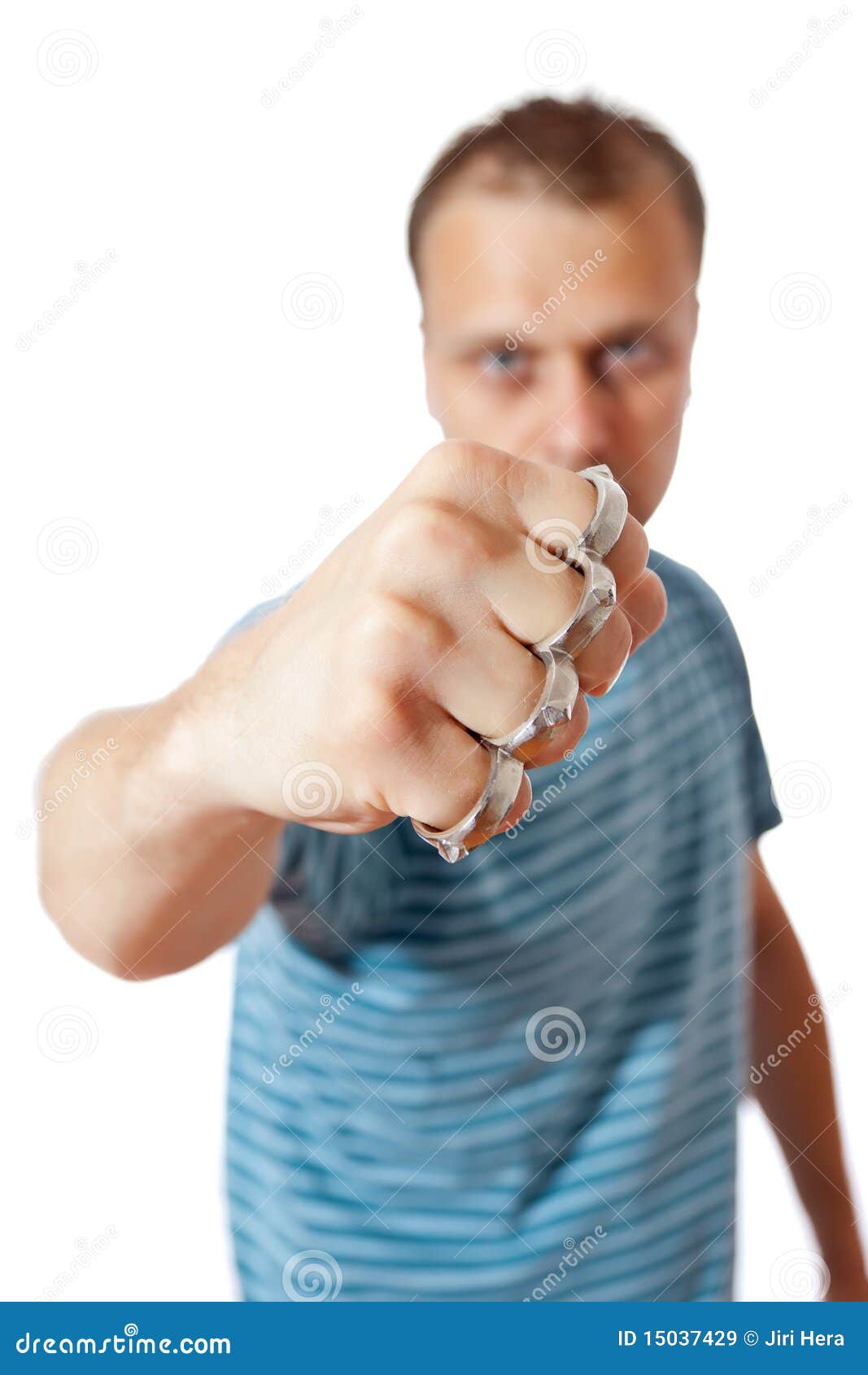 Man with brass knuckles stock image. Image of blade, anger - 15037429