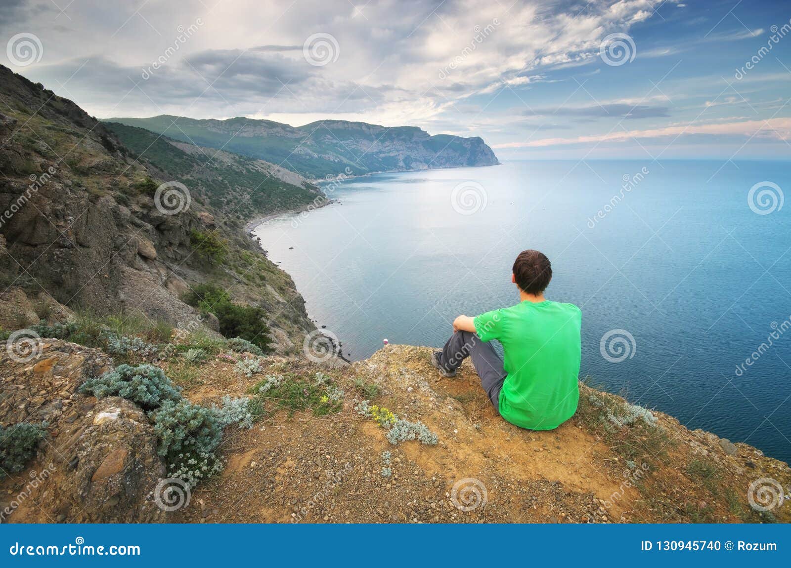 Man on the break edge. stock photo. Image of figure - 130945740