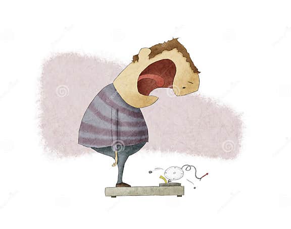 Man break a weight scale stock illustration. Illustration of instrument ...