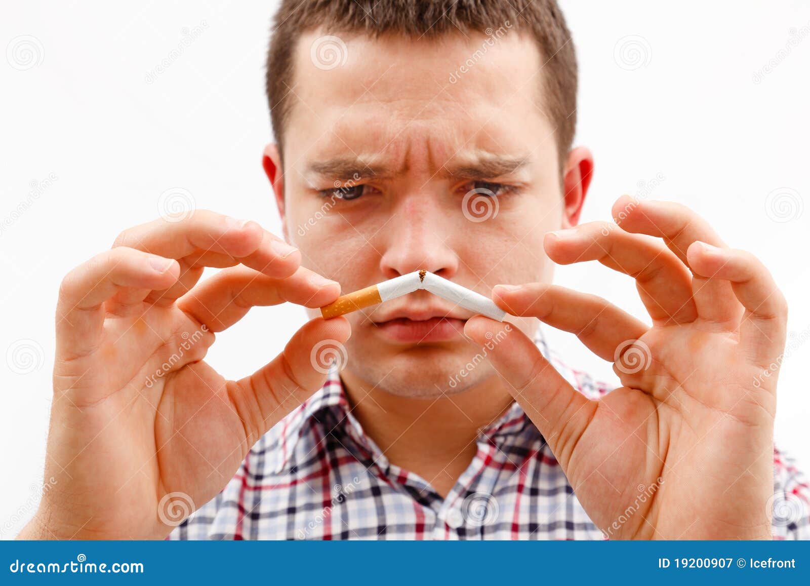 Man Breaking Cigarette in Two Stock Image - Image of stop, concept ...
