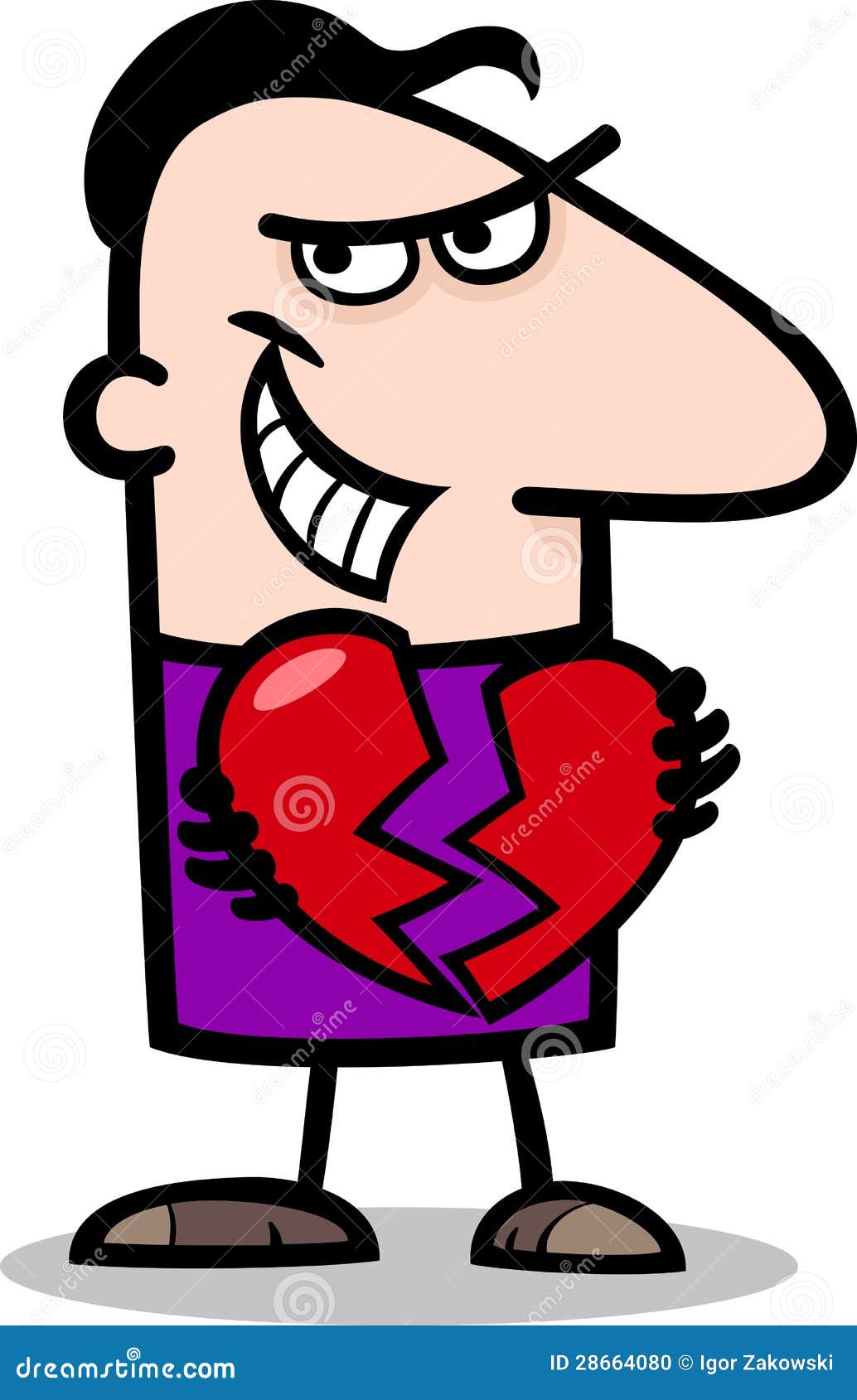 Man Breaking Heart Cartoon Illustration Stock Vector - Illustration of ...