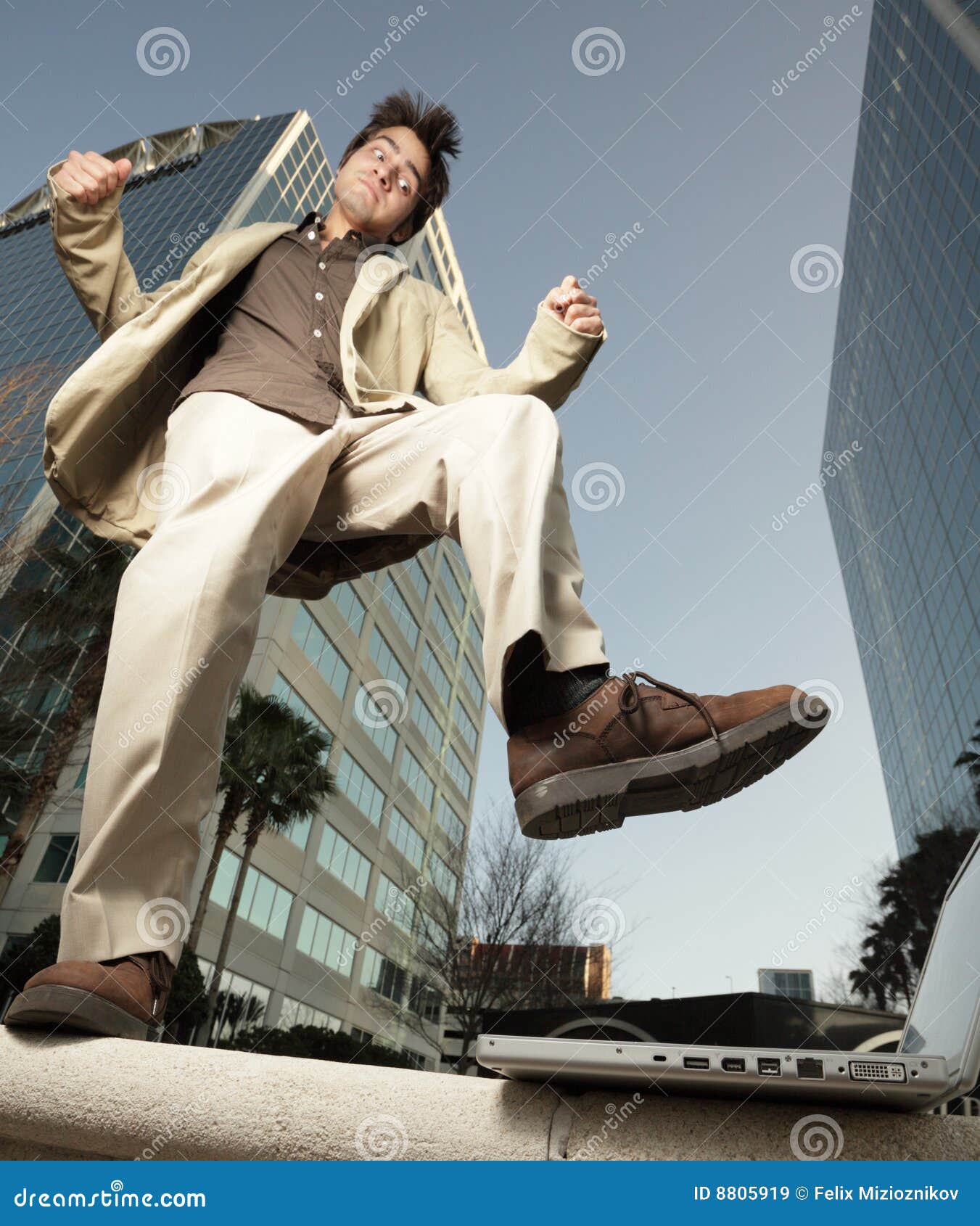 Man breaking his laptop stock image. Image of issues, outdoors - 8805919