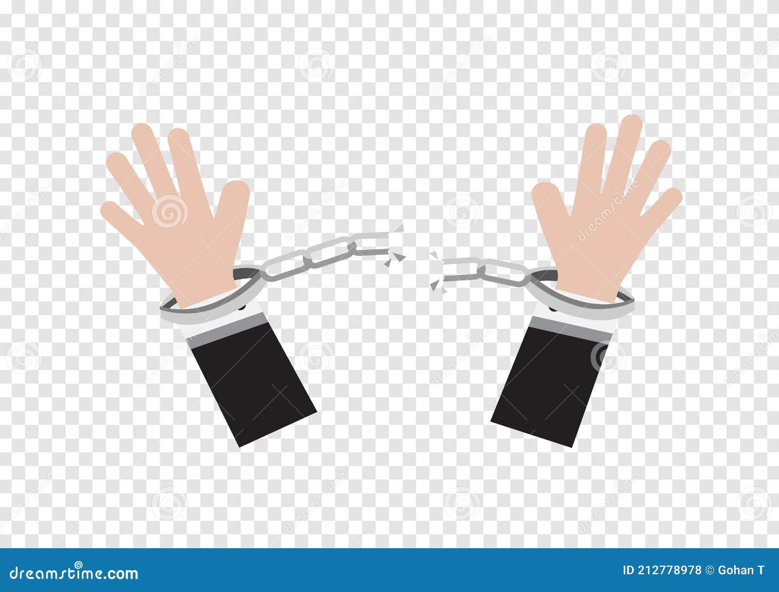 A Man Breaking Shackle or Handcuff for Freedom Vector on Transparency ...