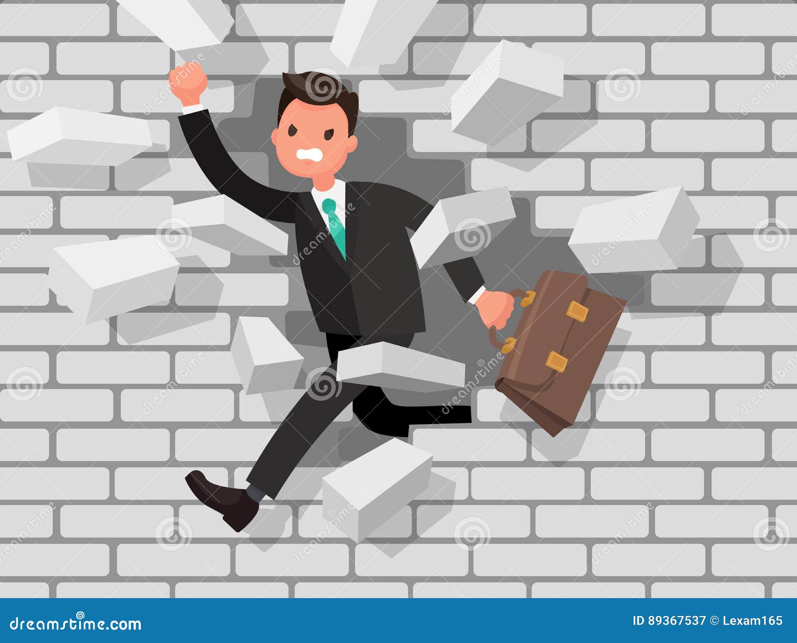 Man is Breaking a Wall. the Concept of Overcoming Obstacles in B Stock ...