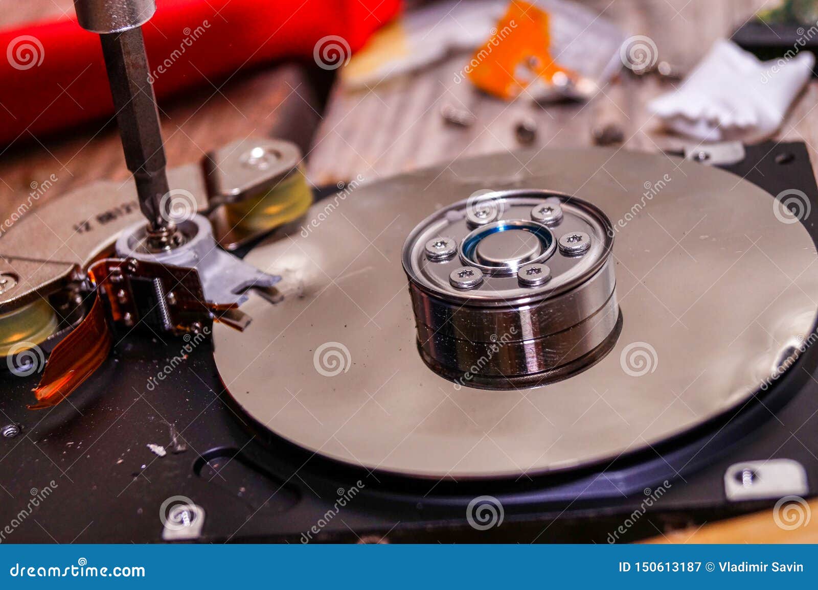 A Man Breaks a Computer Using Locksmith Tools Stock Image - Image of ...