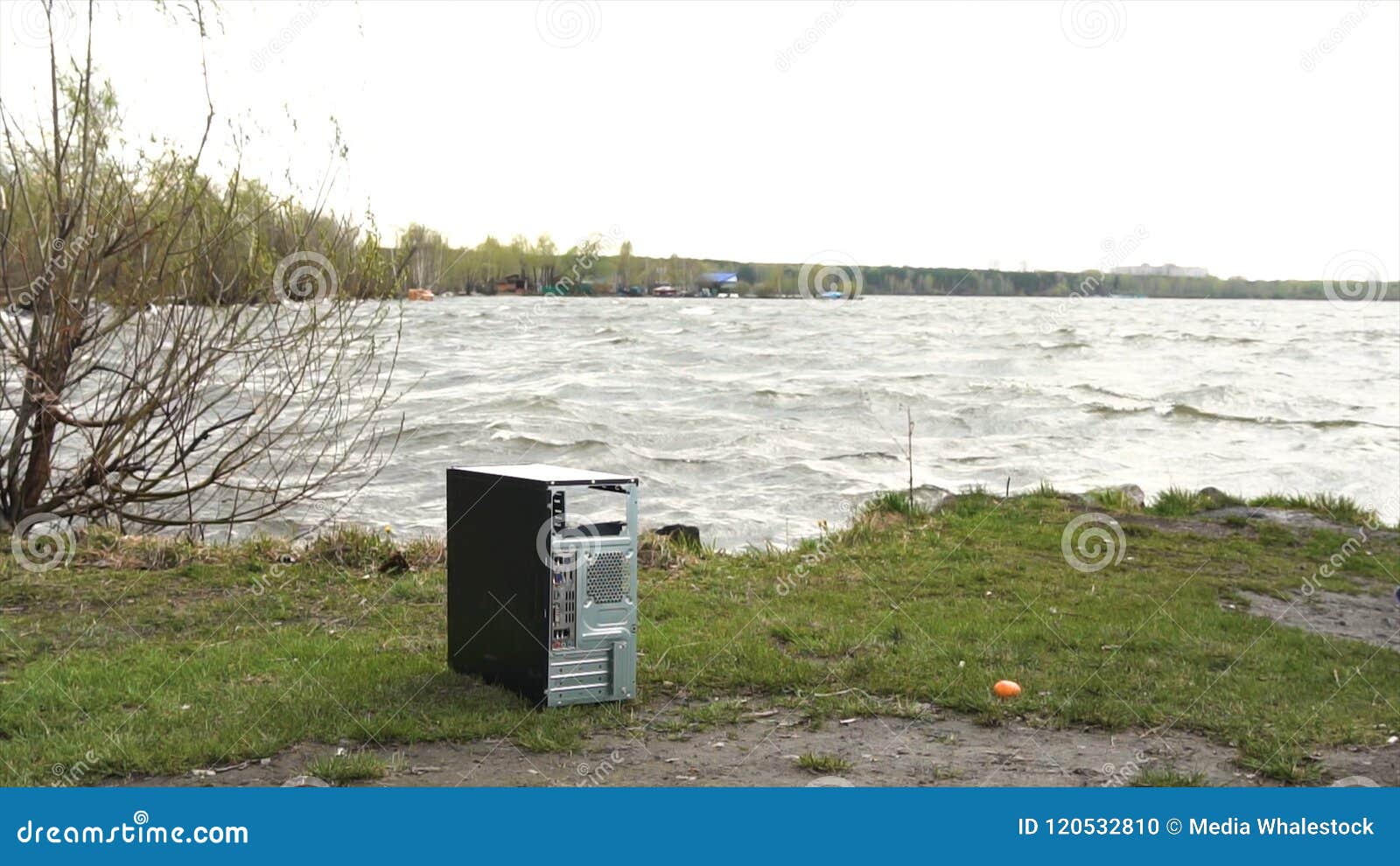 Man Breaks a Hammer System Unit Computer. Man with a Sledge Hammer and ...