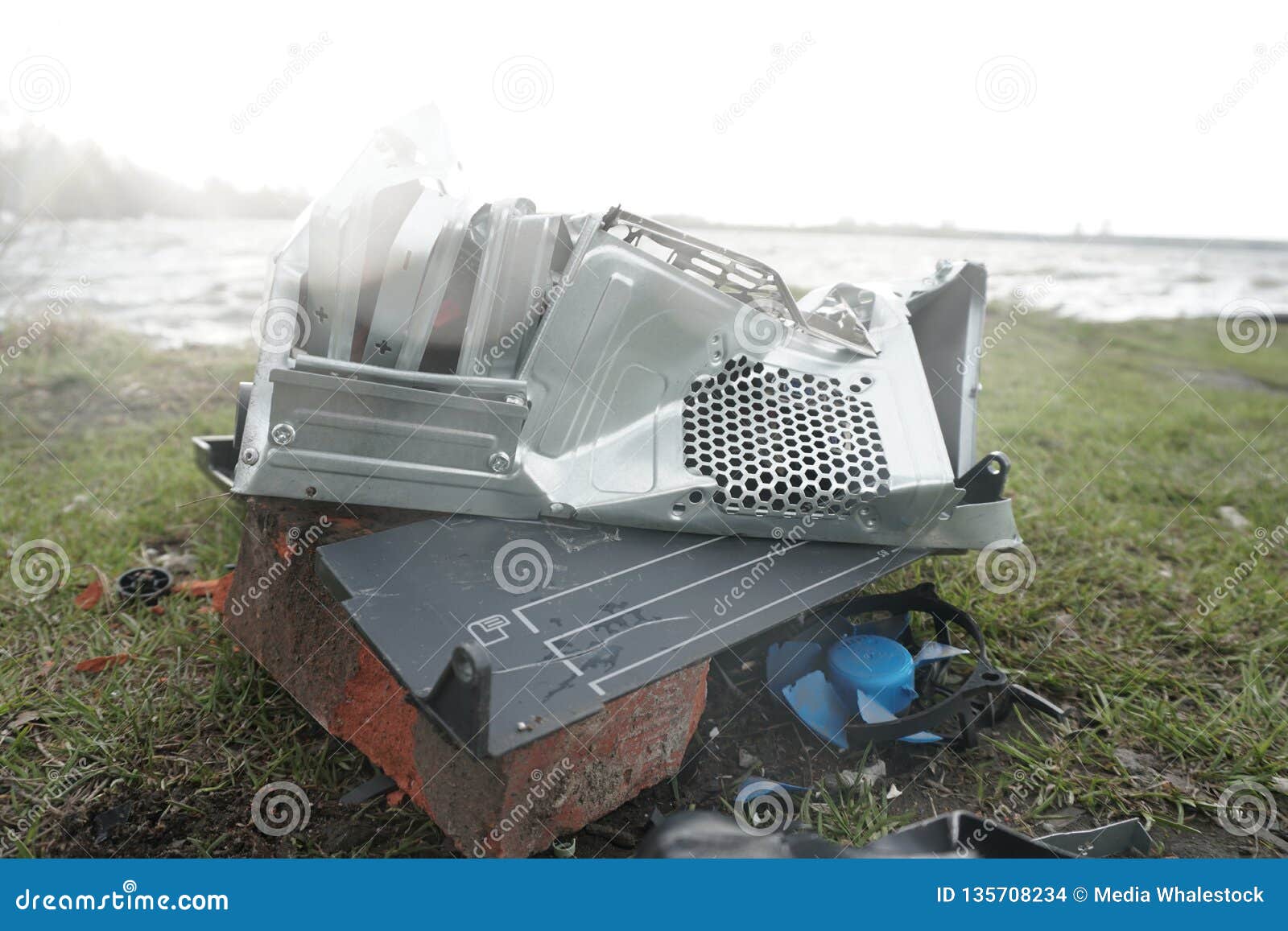 Man Breaks a Hammer System Unit Computer. Man with a Sledge Hammer and ...
