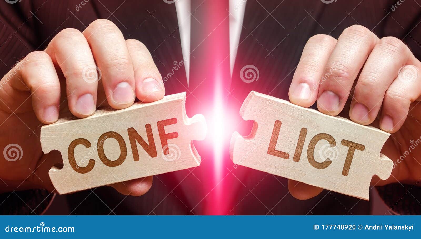 Man Breaks Puzzles with Word Conflict. Dispute Solution , Compromise ...