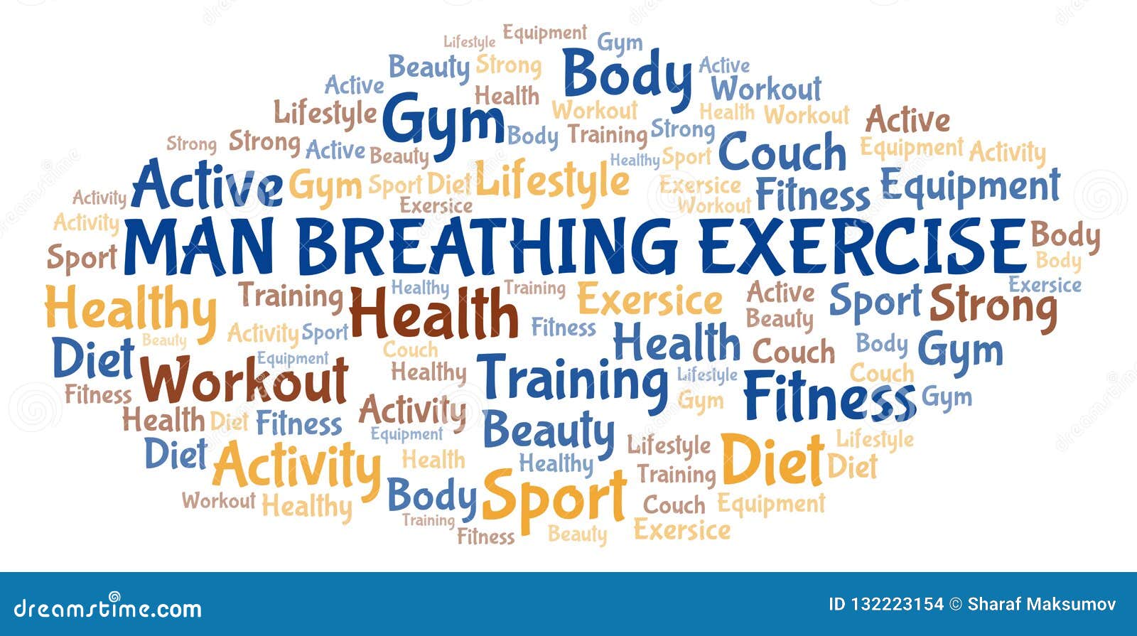 Man Breathing Exercise Word Cloud Stock Illustration - Illustration of ...