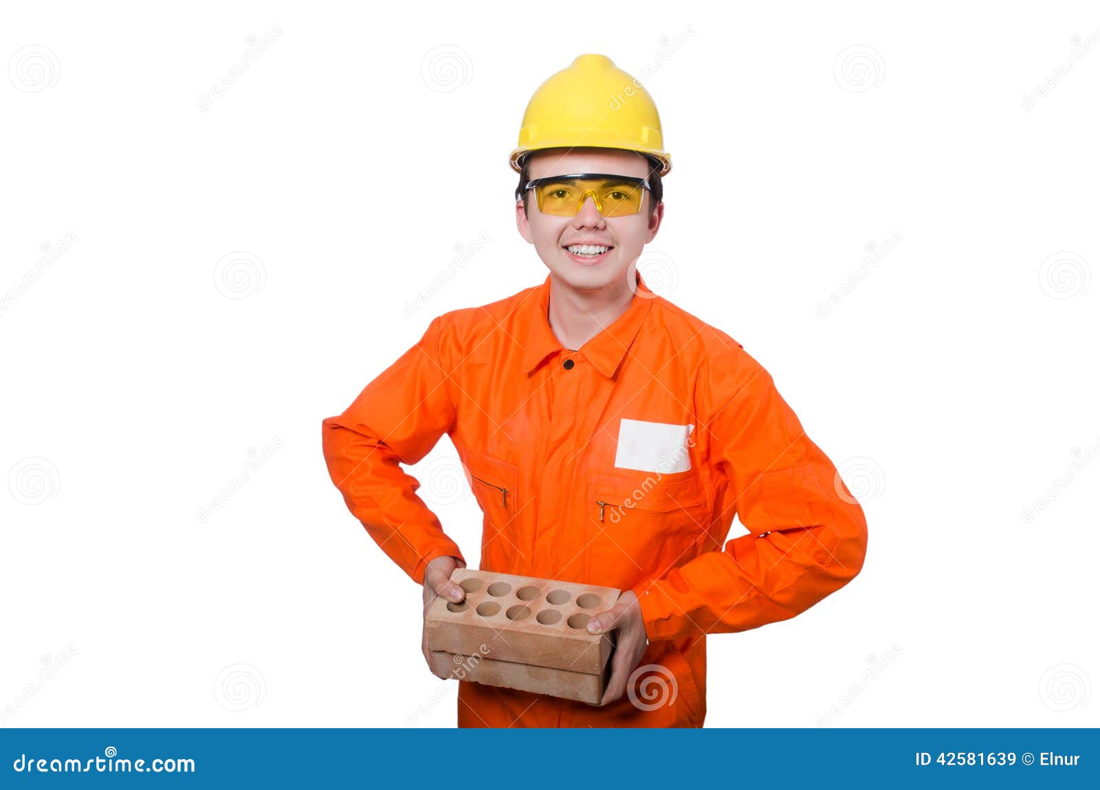 Man with brick isolated stock image. Image of build, erecting - 42581639