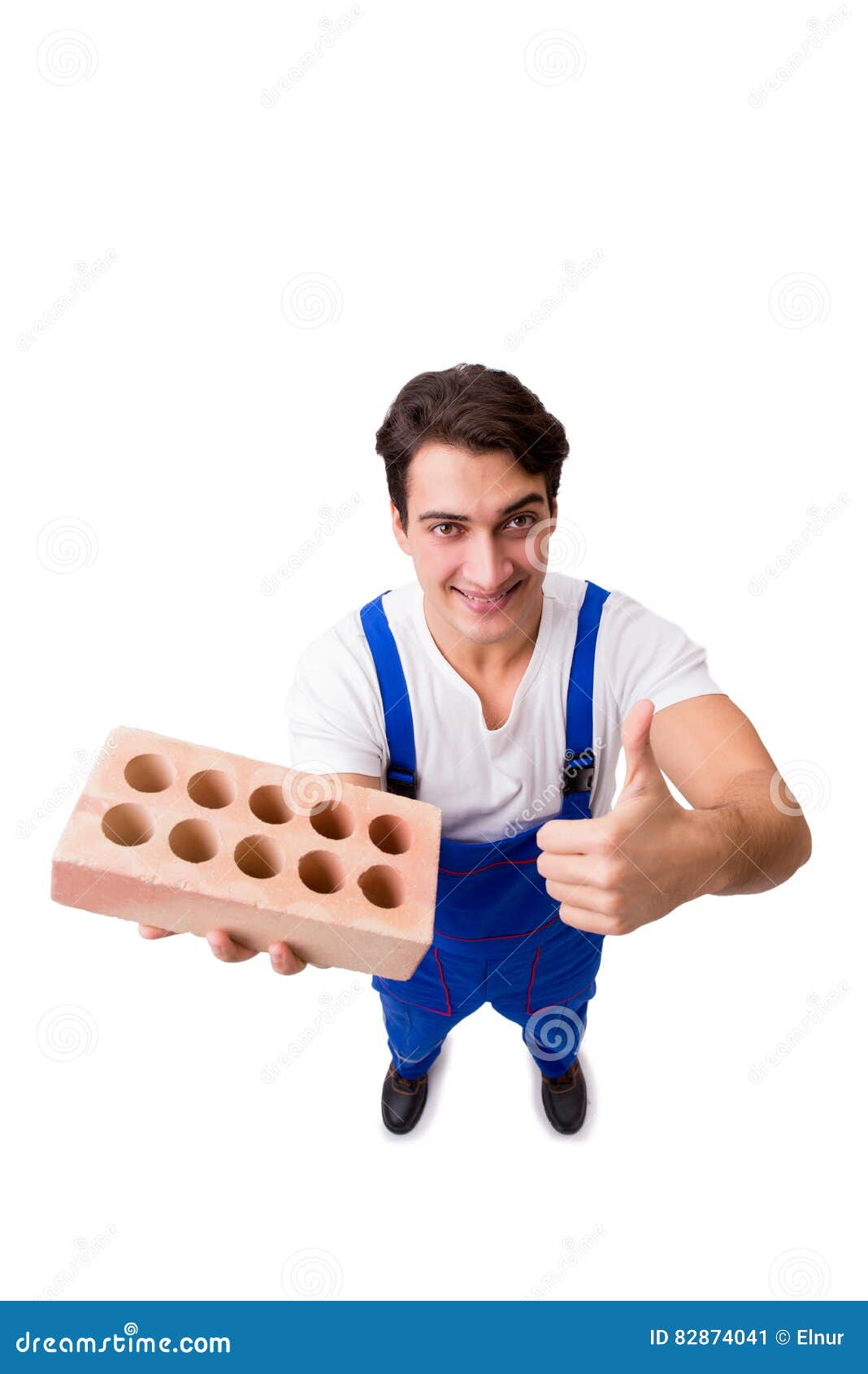 The Man with Brick Isolated on White Stock Image - Image of building ...