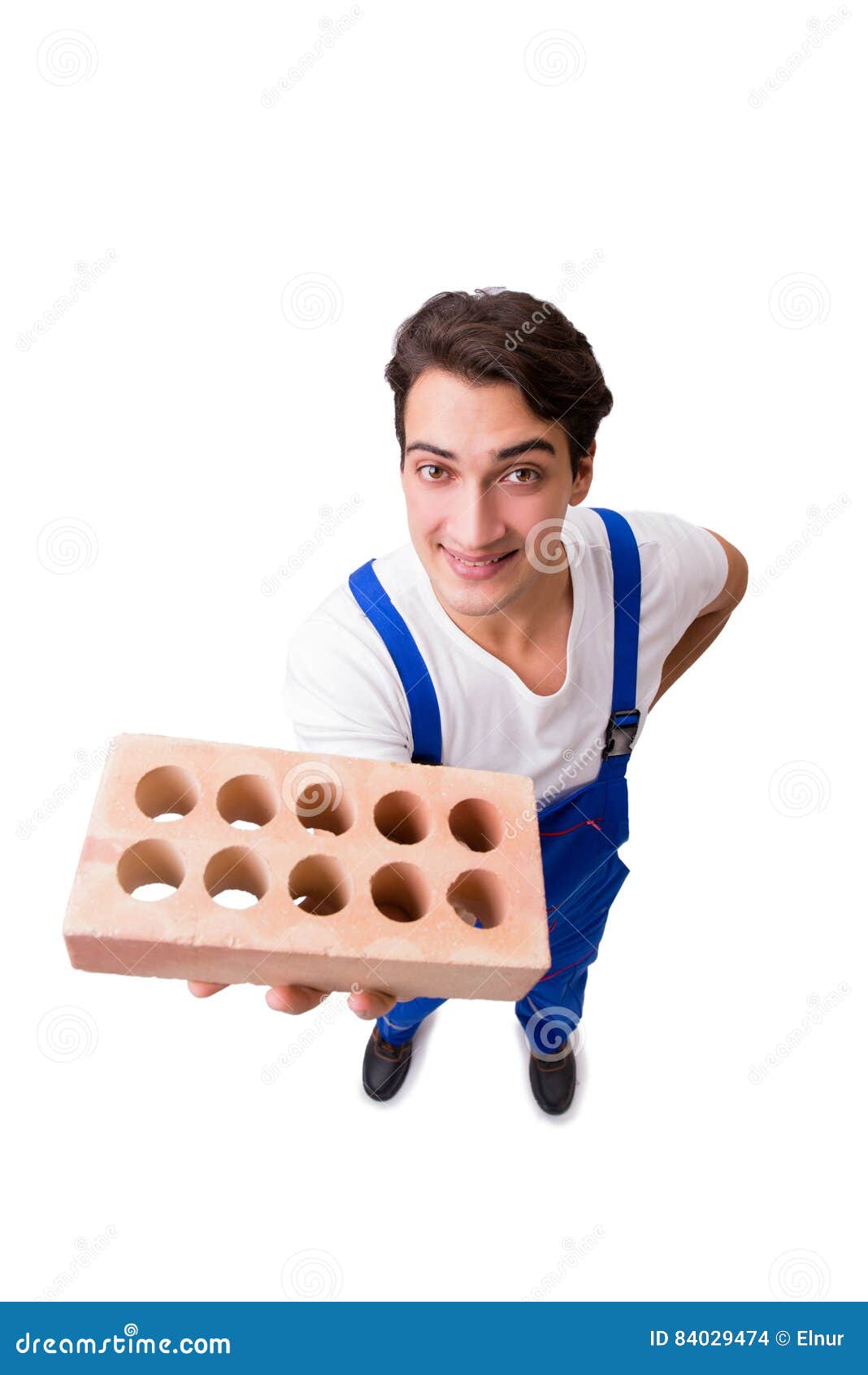 The Man with Brick Isolated on White Stock Photo - Image of ...