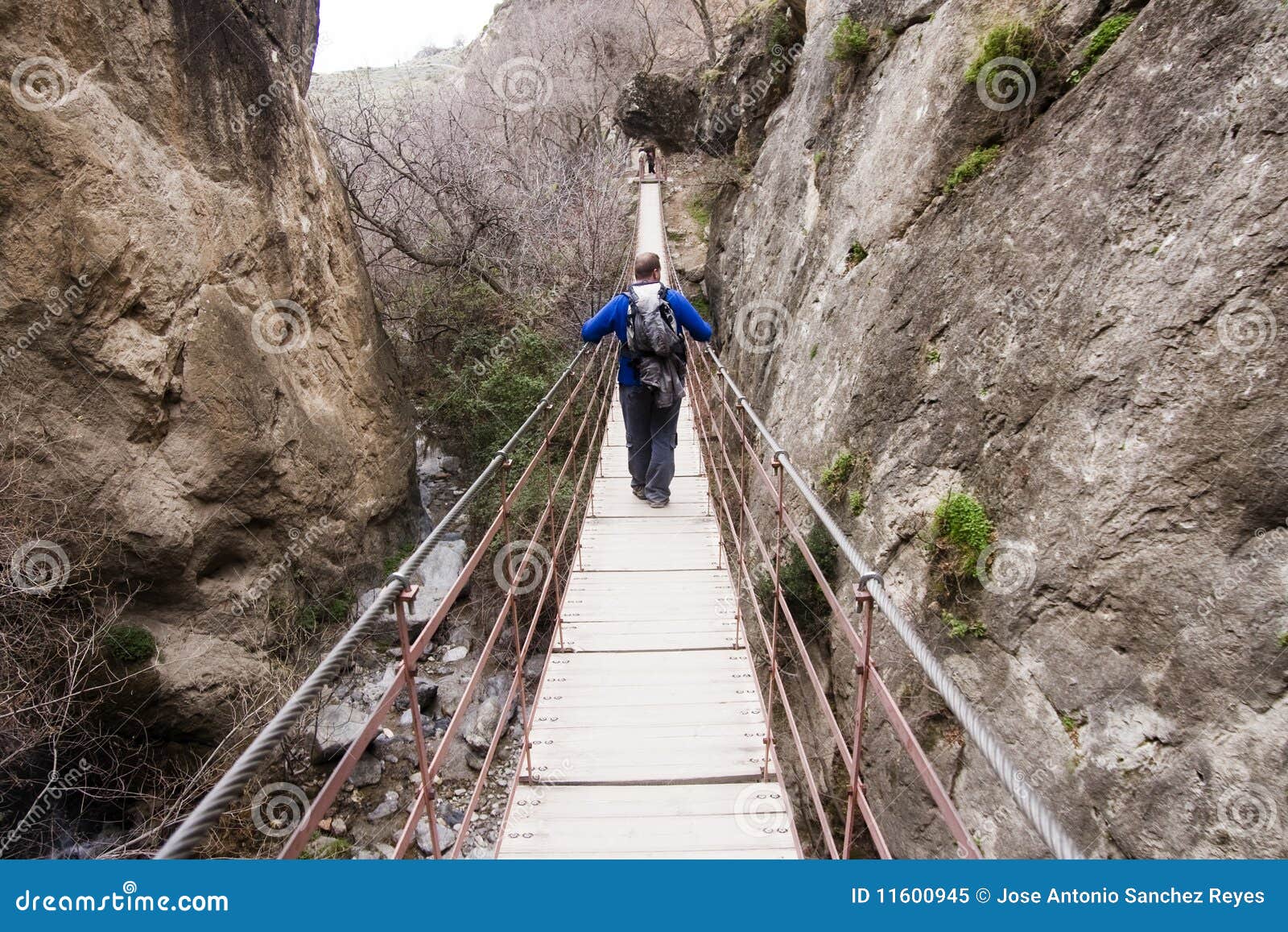 Man on bridge stock image. Image of rope, equipment, fragile - 11600945