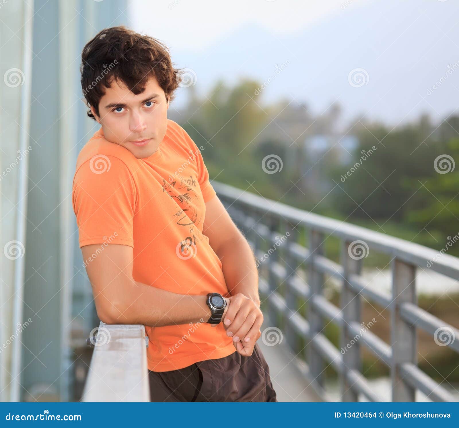 Man on the bridge stock photo. Image of nice, natural - 13420464