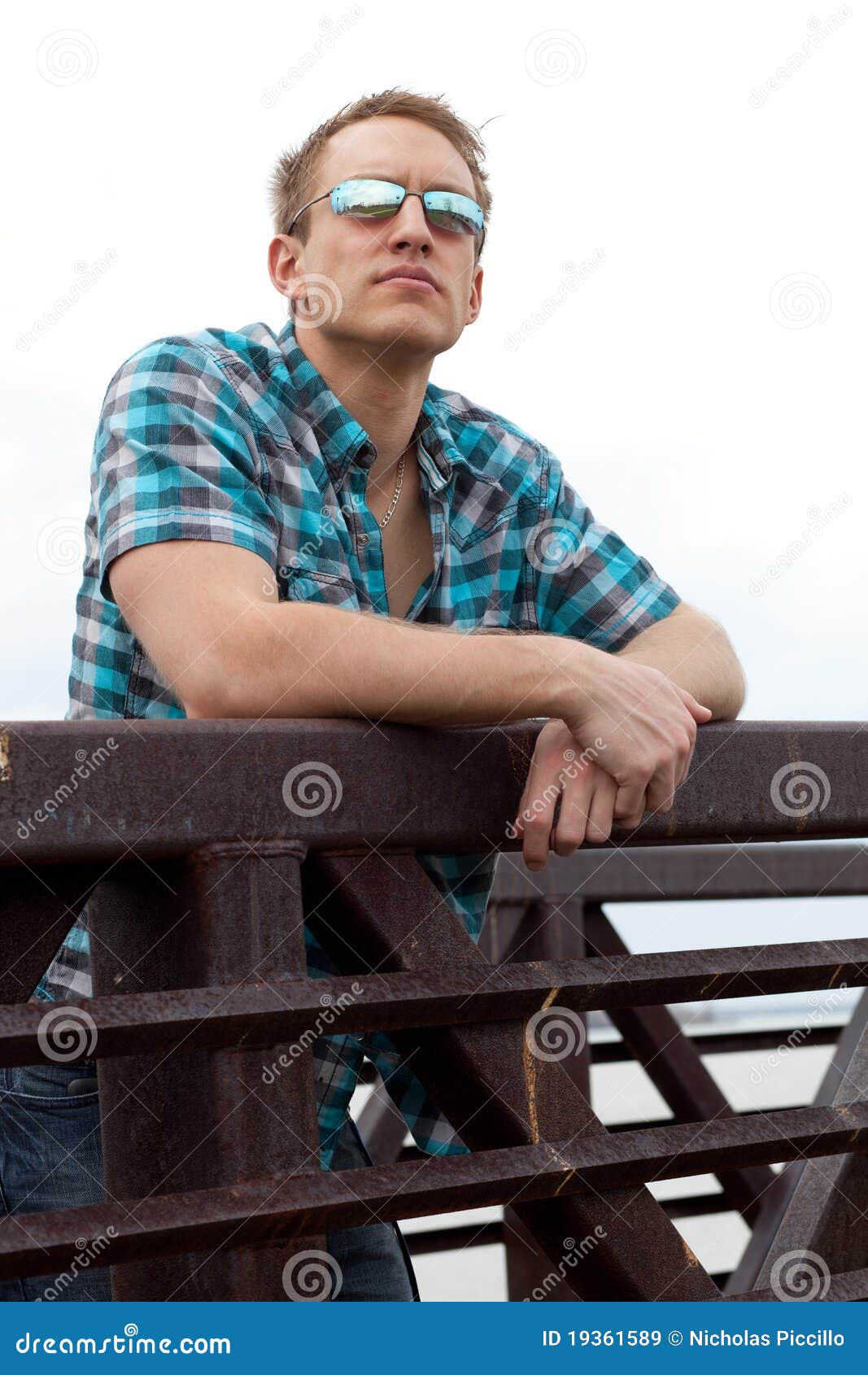 Man on Bridge stock image. Image of jeans, leaning, casual - 19361589