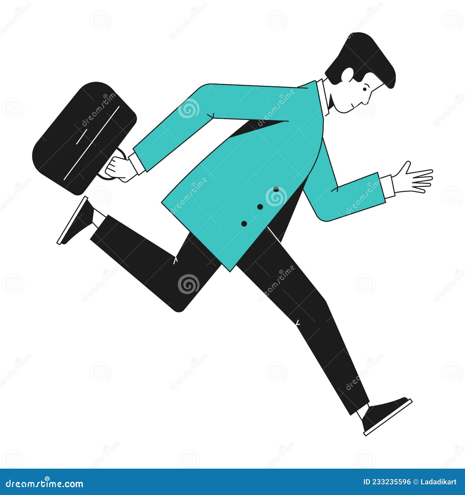 Man with Briefcase Running. Late for Work Stock Vector - Illustration ...