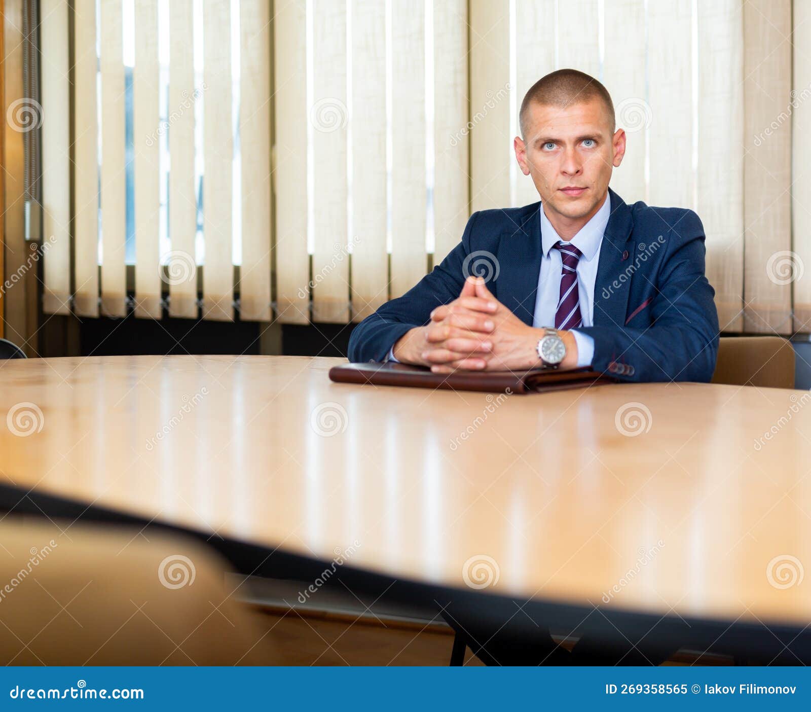 Man with Briefcase Waiting for Job Interview at Office Stock Image ...