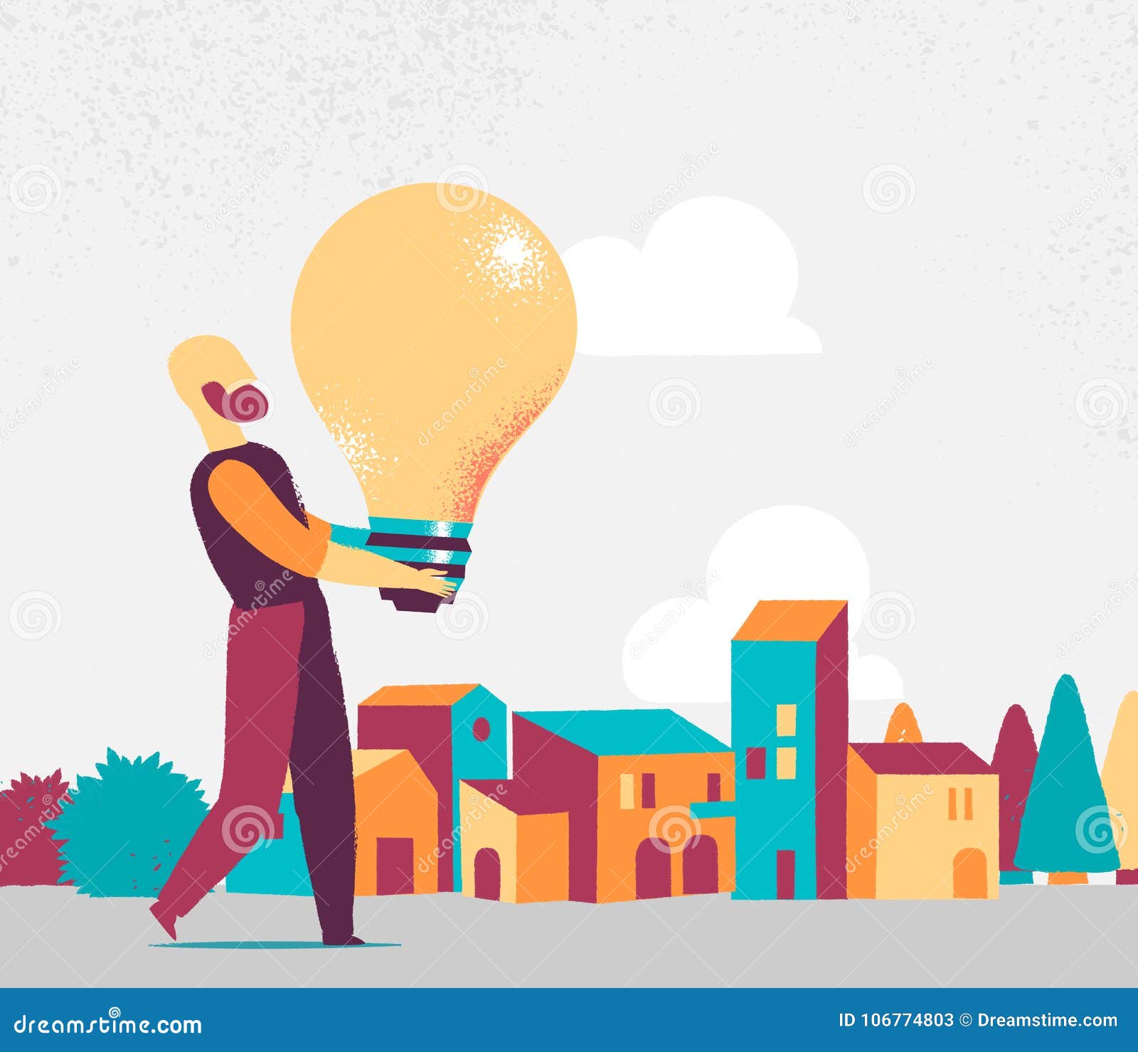 Man Bring Great Idea for the City Stock Illustration - Illustration of ...