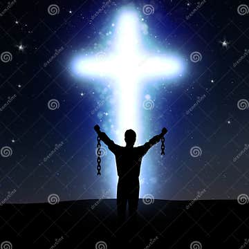 Man with broken chains stock photo. Image of nature - 172644276