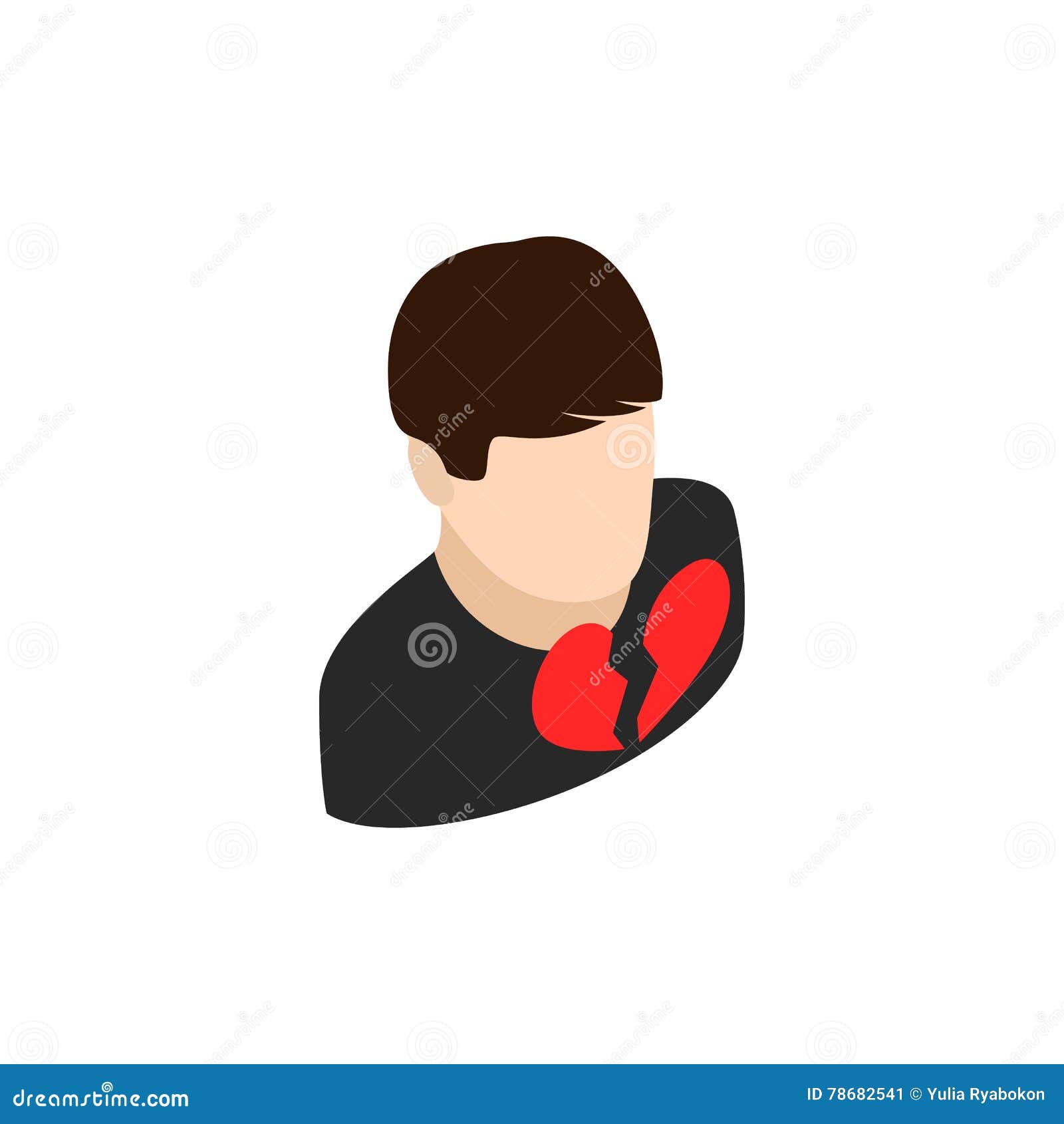 Man with Broken Hearth Icon, Isometric 3d Style Stock Vector ...
