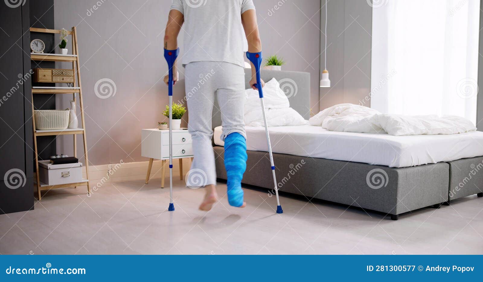 Man with Broken Leg after Accident Stock Image - Image of apartment ...