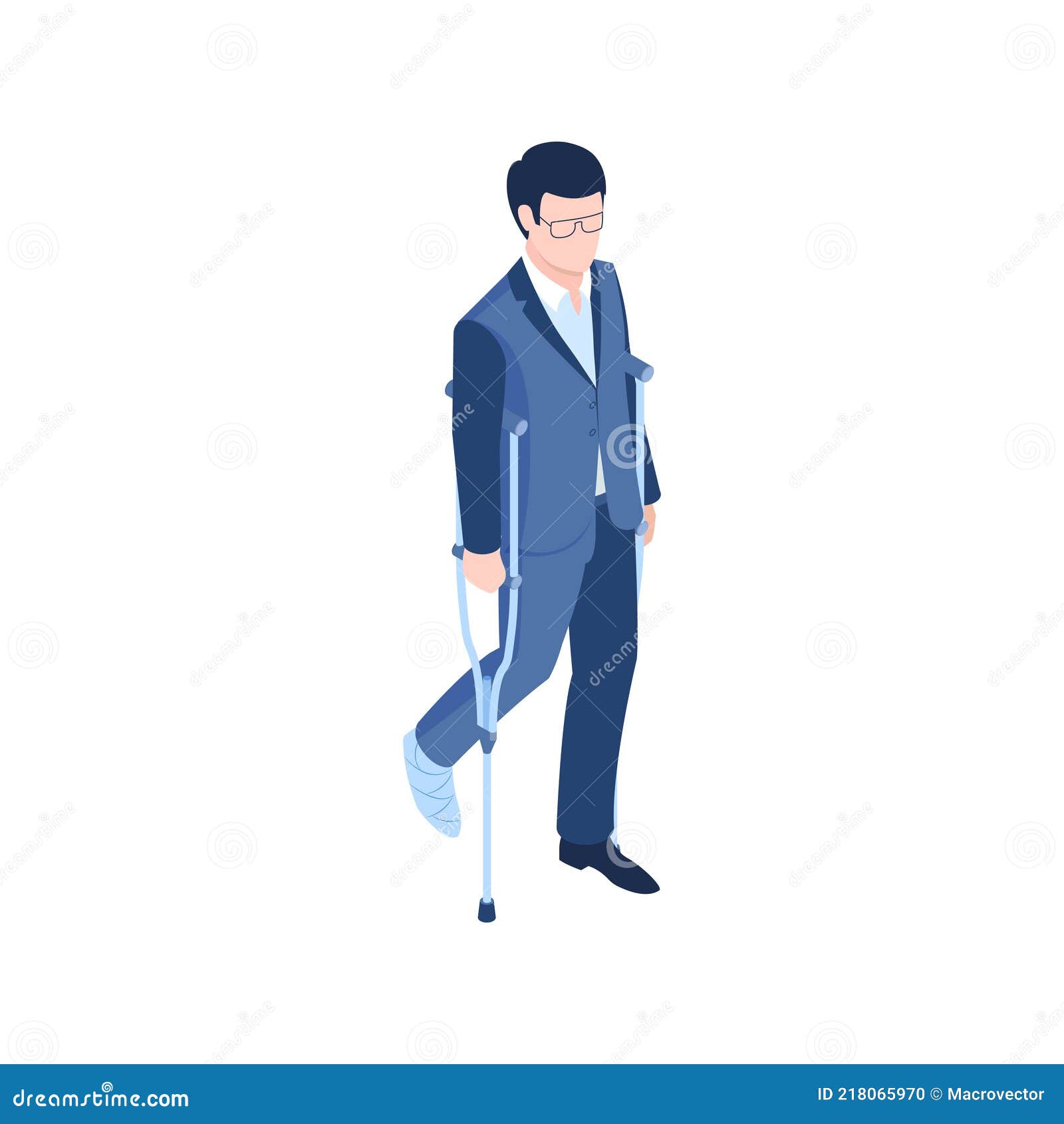 3d Man Walking With Crutch Royalty-Free Cartoon | CartoonDealer.com ...