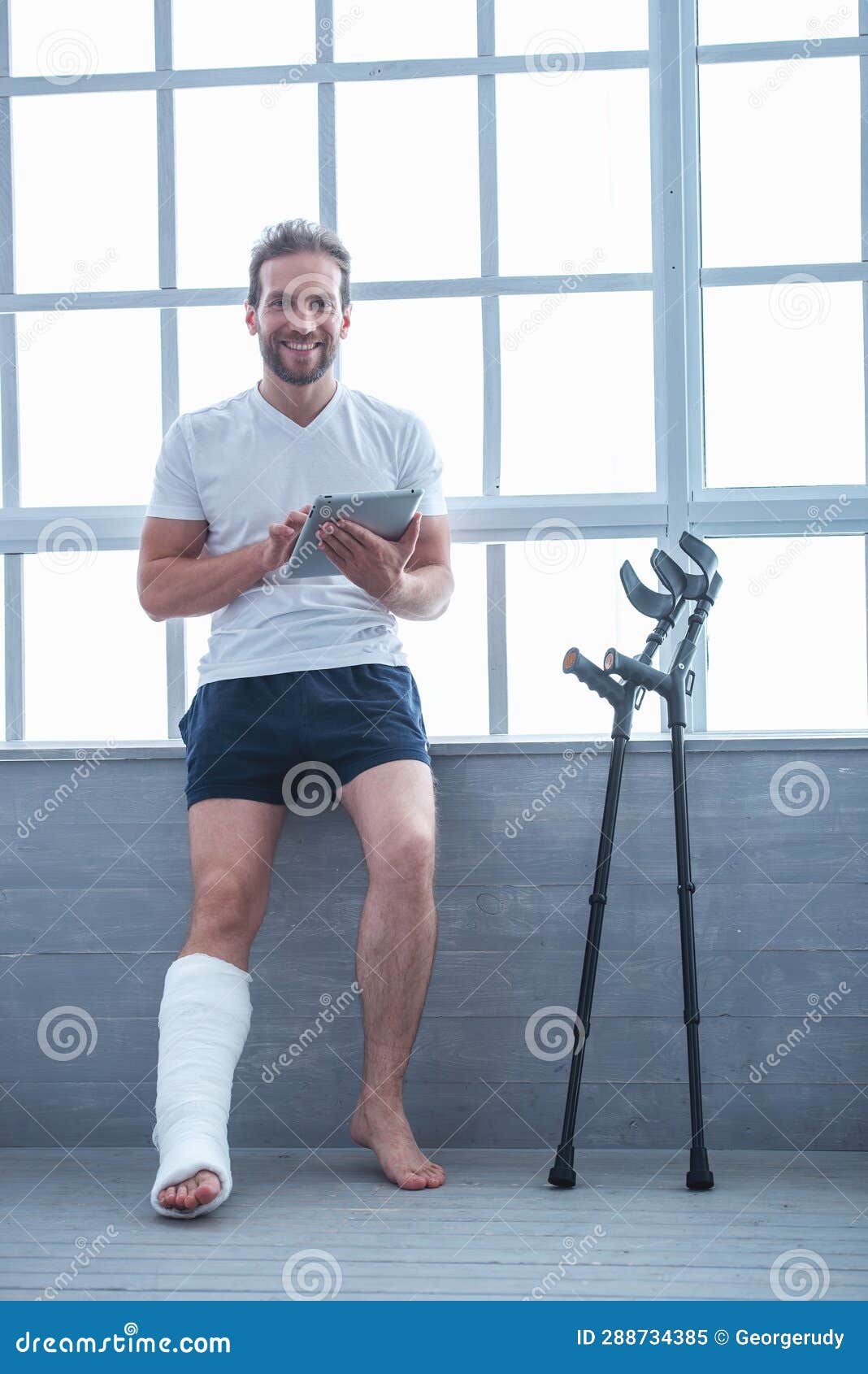 Man with broken leg stock image. Image of body, internet - 288734385