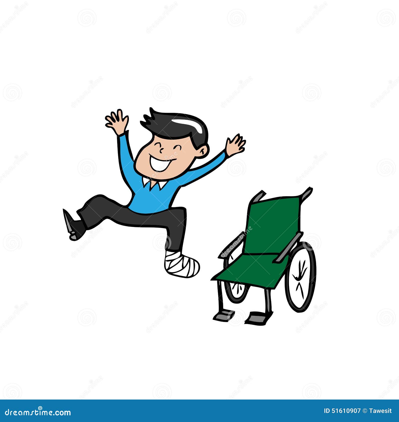 Man Broken Leg Plaster Cast Wheelchair Cartoon Vector | CartoonDealer ...